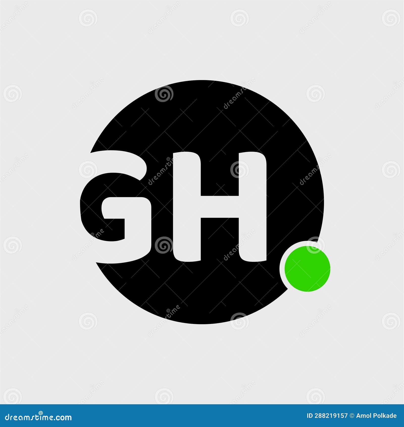 GH Company Brand Name Vector Icon with Green Dot Stock Illustration ...