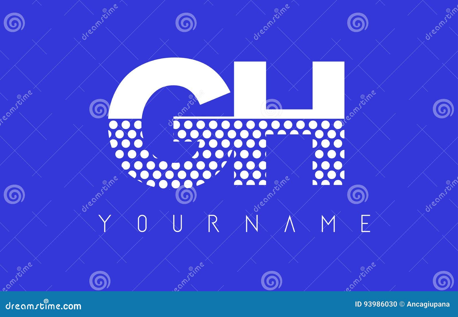 GH G H Dotted Letter Logo Design with Blue Background. Stock Vector ...