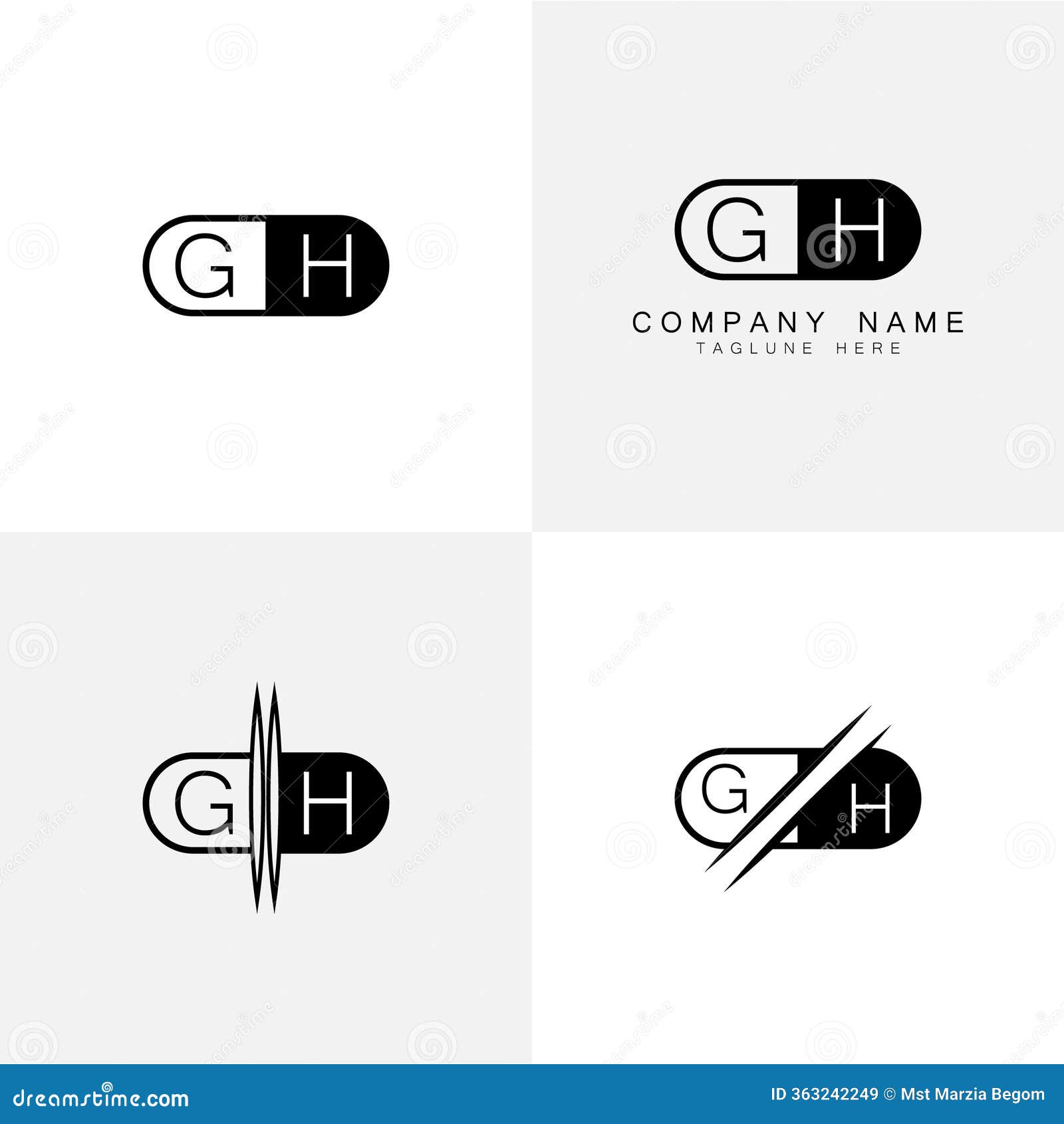 GH, HG, H, G Abstract Letters Logo Monogram Stock Illustration ...