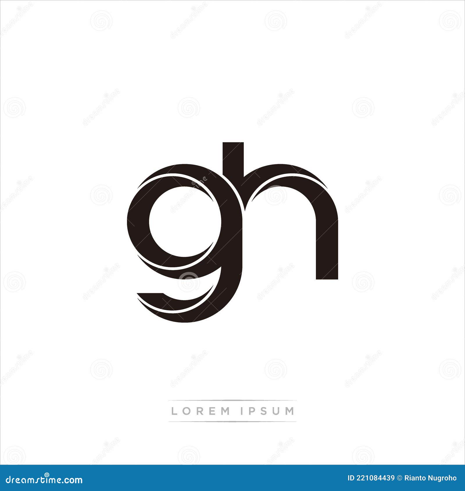 Gh Initial Letter Split Lowercase Modern Monogram Linked Outline ...