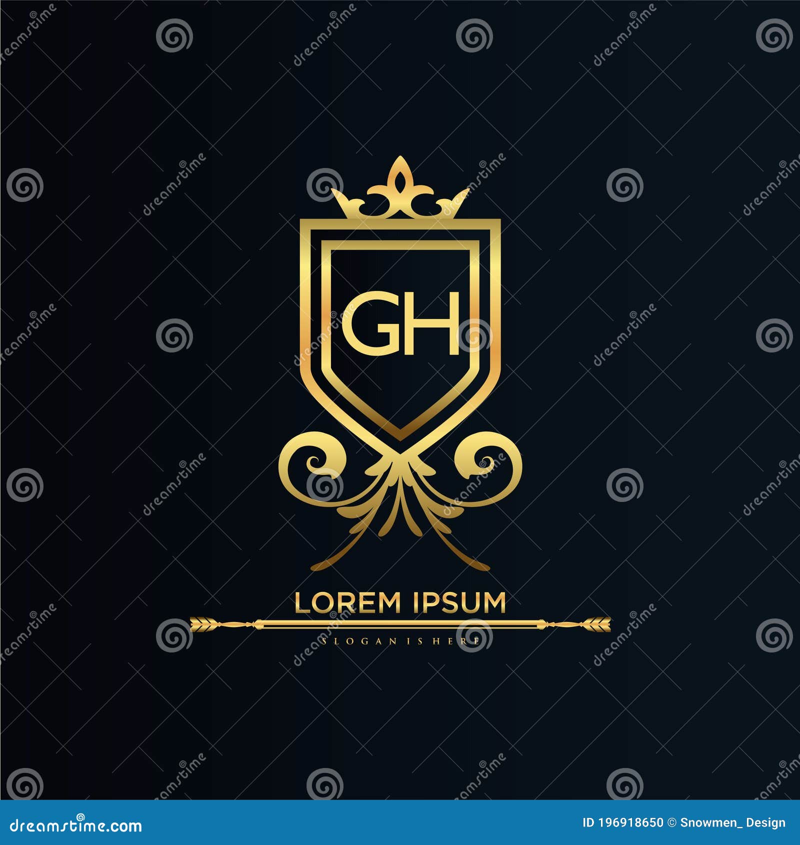 GH Letter Initial with Royal Template.elegant with Crown Logo Vector ...