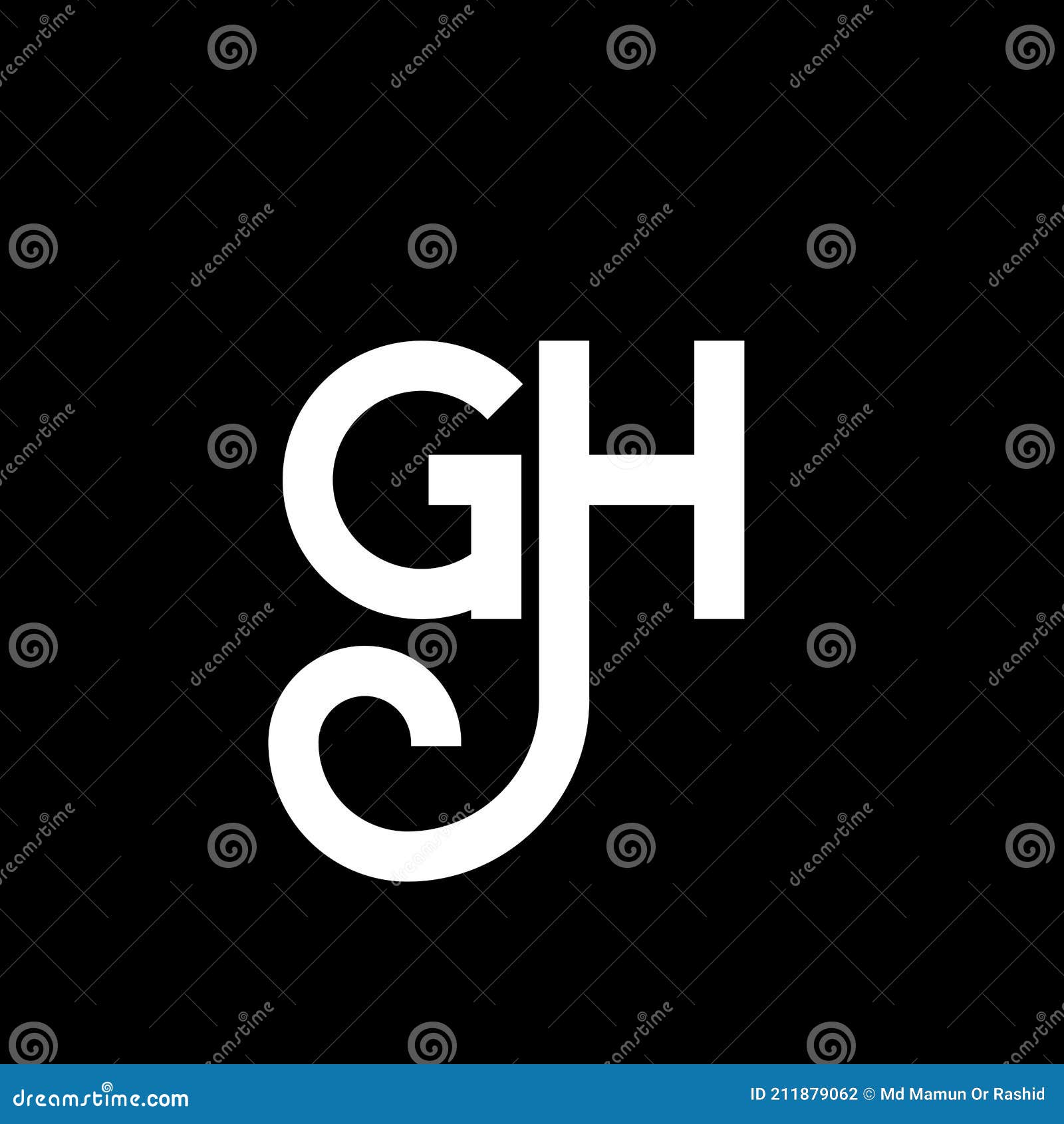 GH Letter Logo Design on Black Background. GH Creative Initials Letter ...