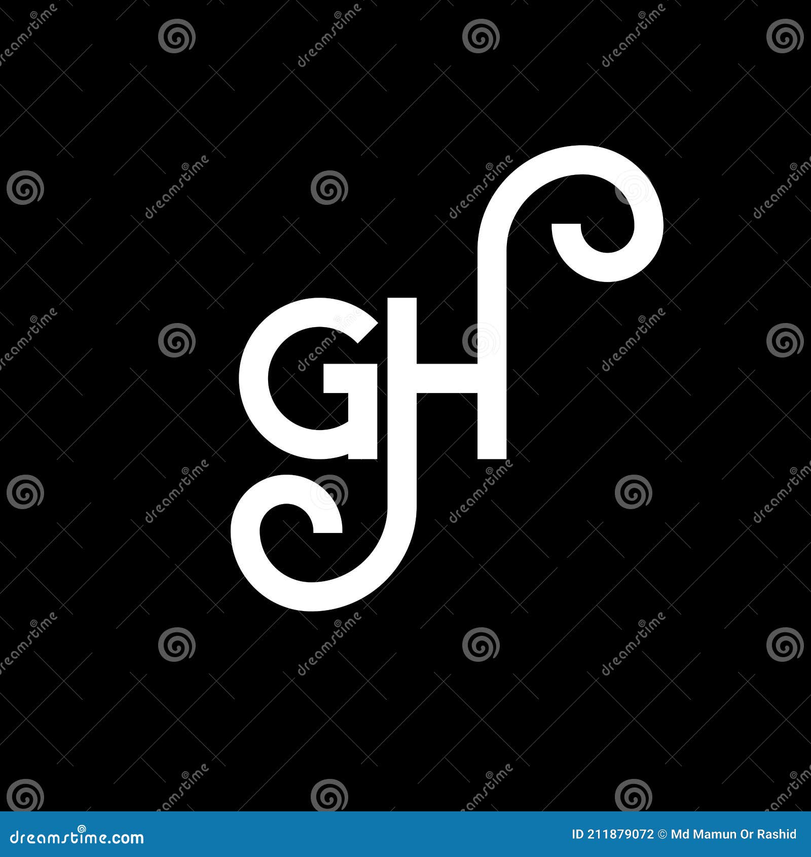 GH Letter Logo Design on Black Background. GH Creative Initials Letter ...