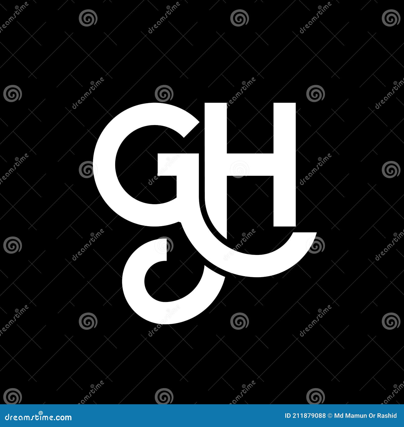 GH Letter Logo Design on Black Background. GH Creative Initials Letter ...