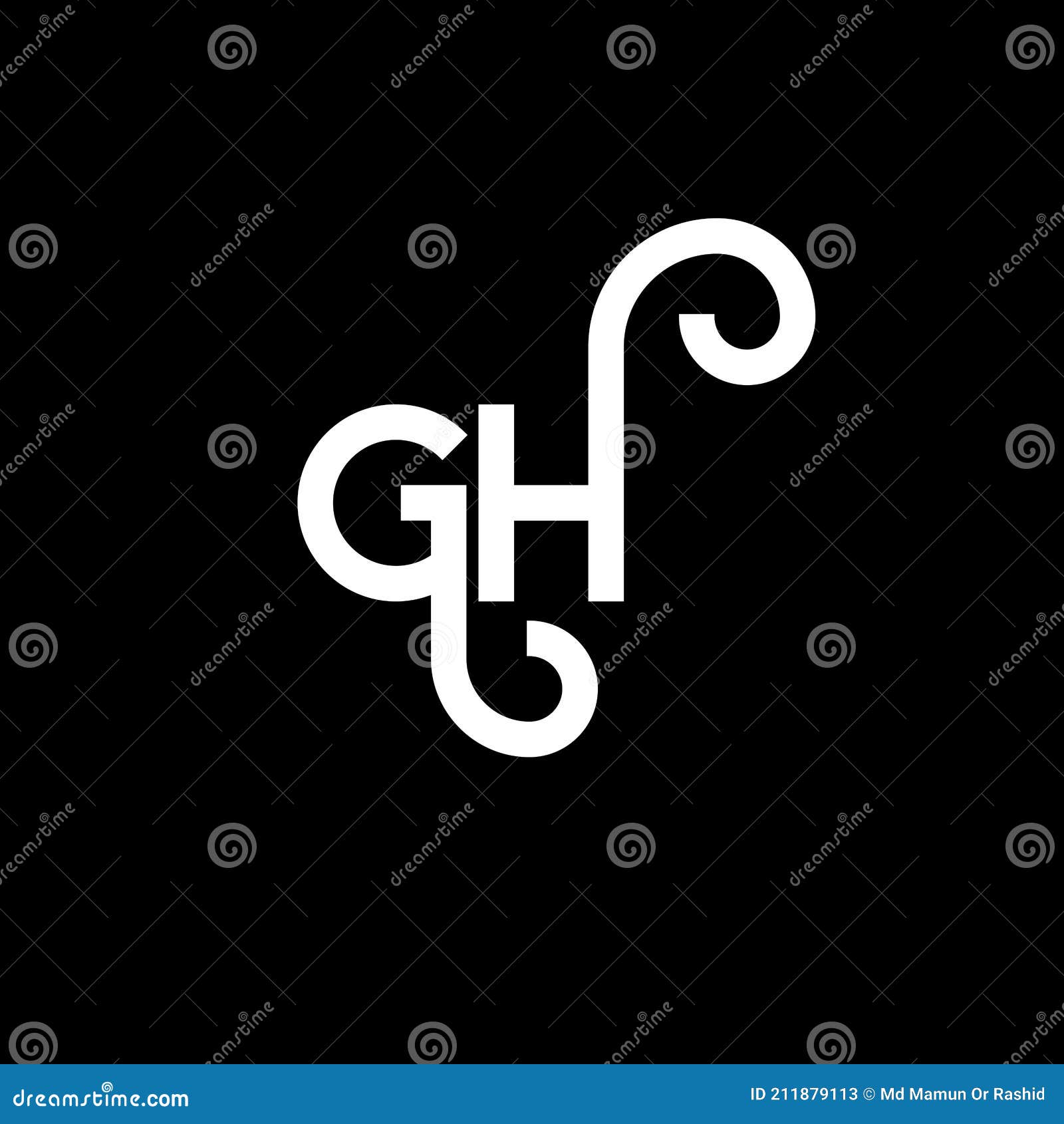 GH Letter Logo Design on Black Background. GH Creative Initials Letter ...
