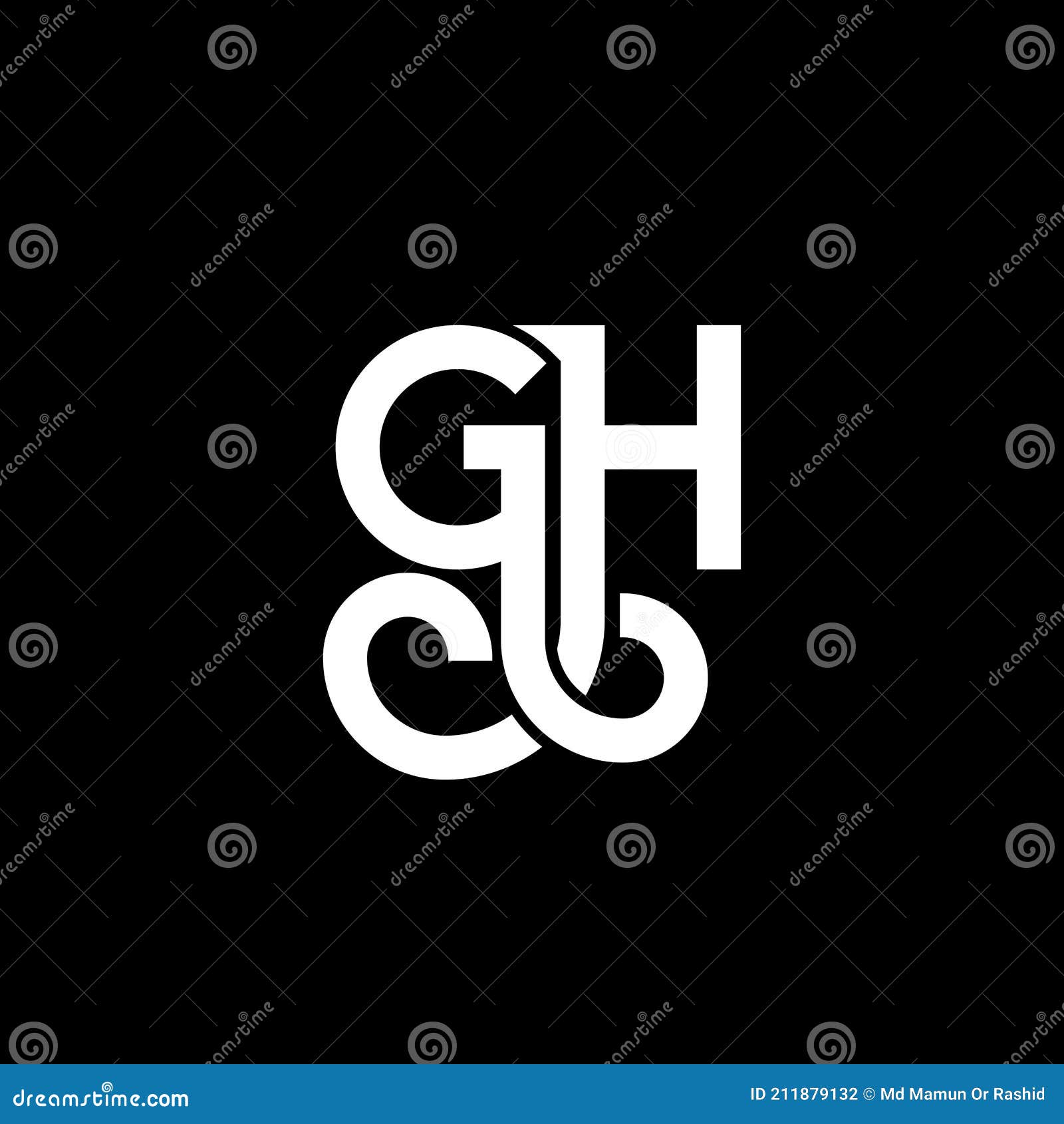 GH Letter Logo Design on Black Background. GH Creative Initials Letter ...