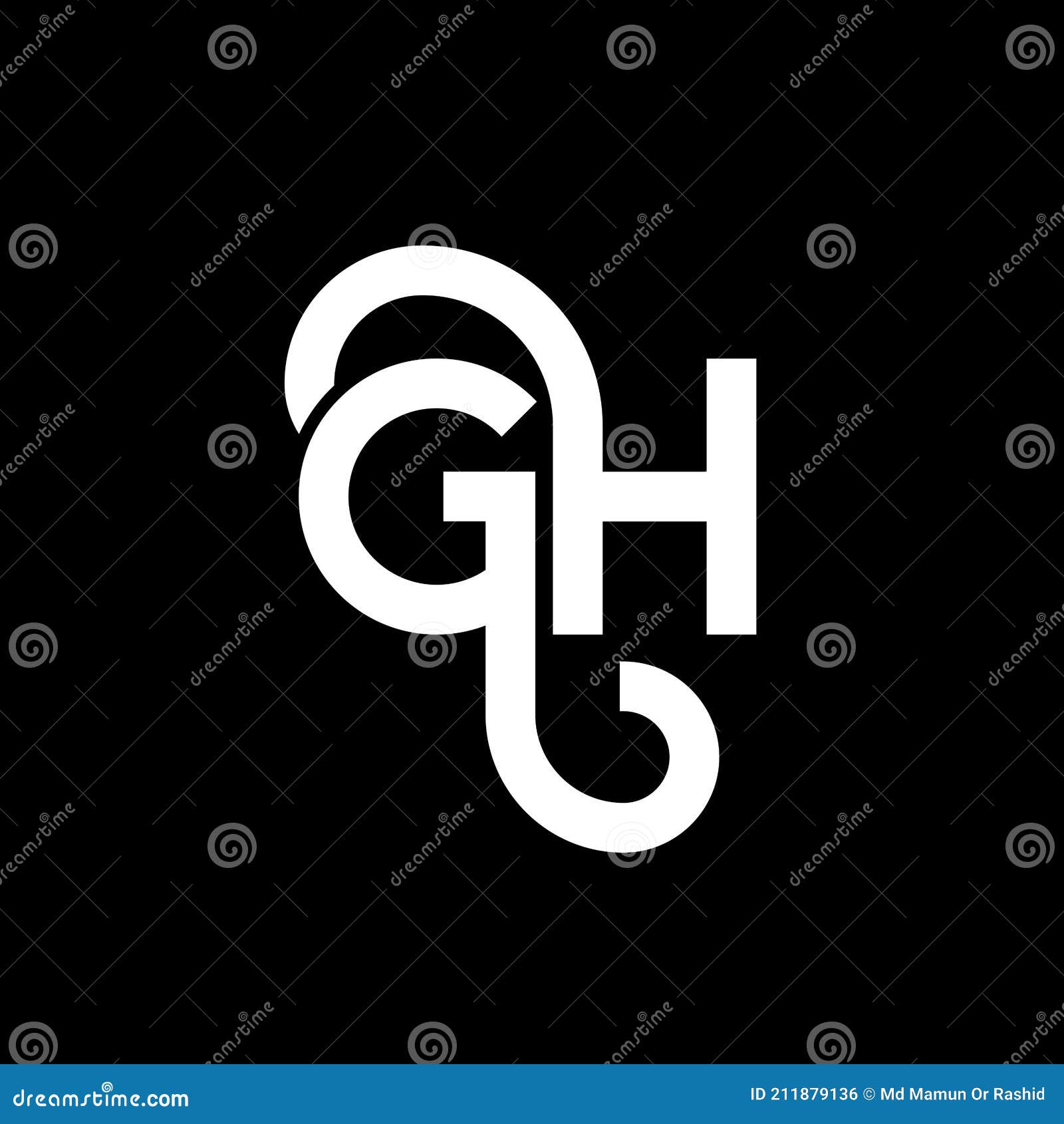 GH Letter Logo Design on Black Background. GH Creative Initials Letter ...