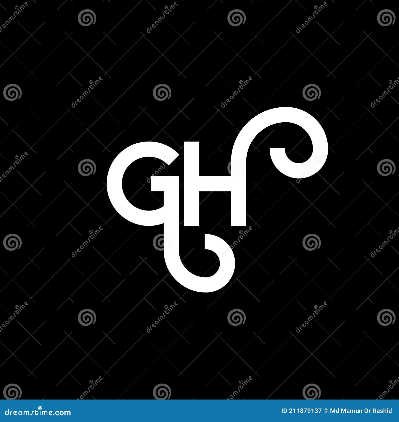 GH Letter Logo Design on Black Background. GH Creative Initials Letter ...