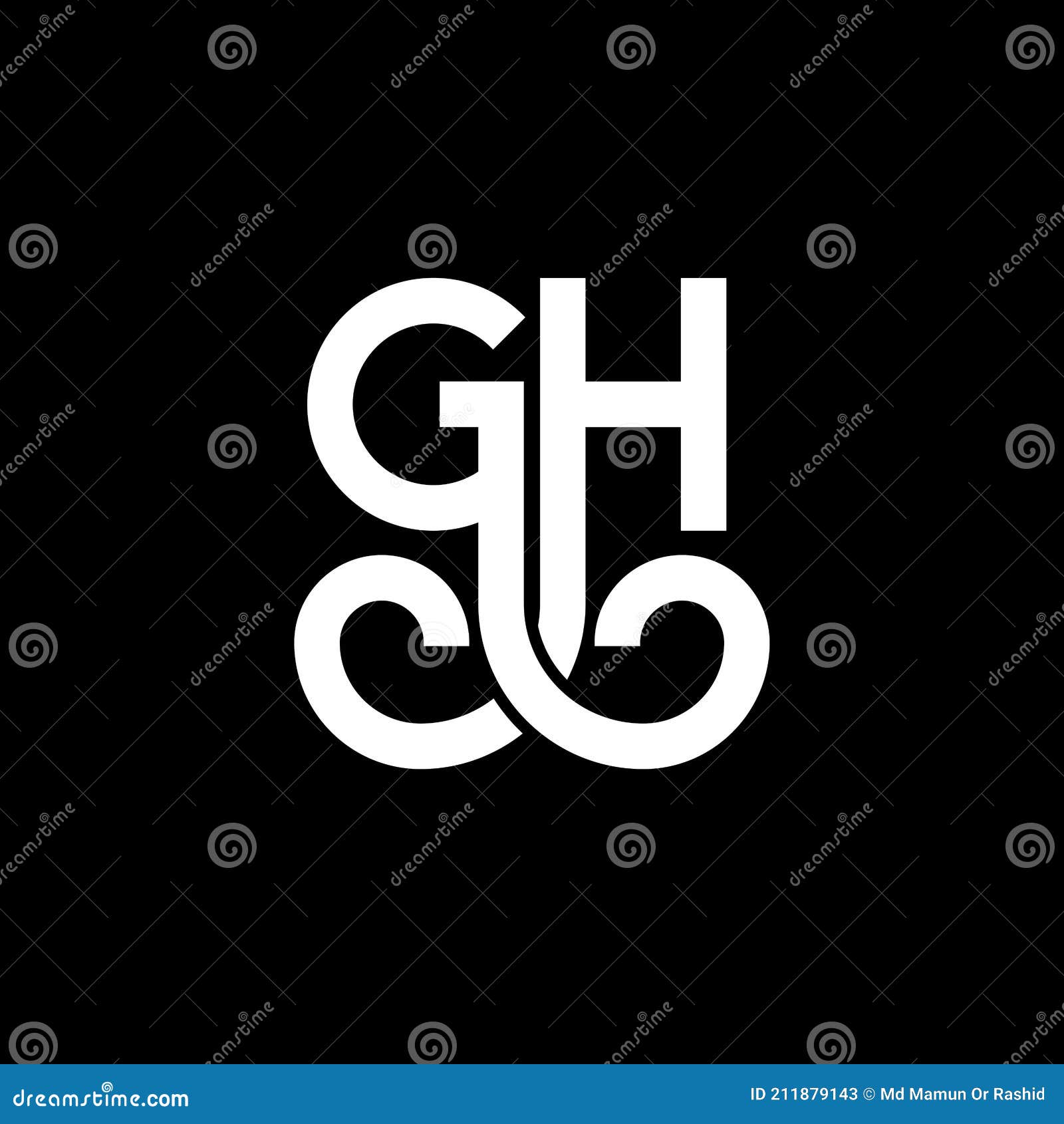 GH Letter Logo Design on Black Background. GH Creative Initials Letter ...