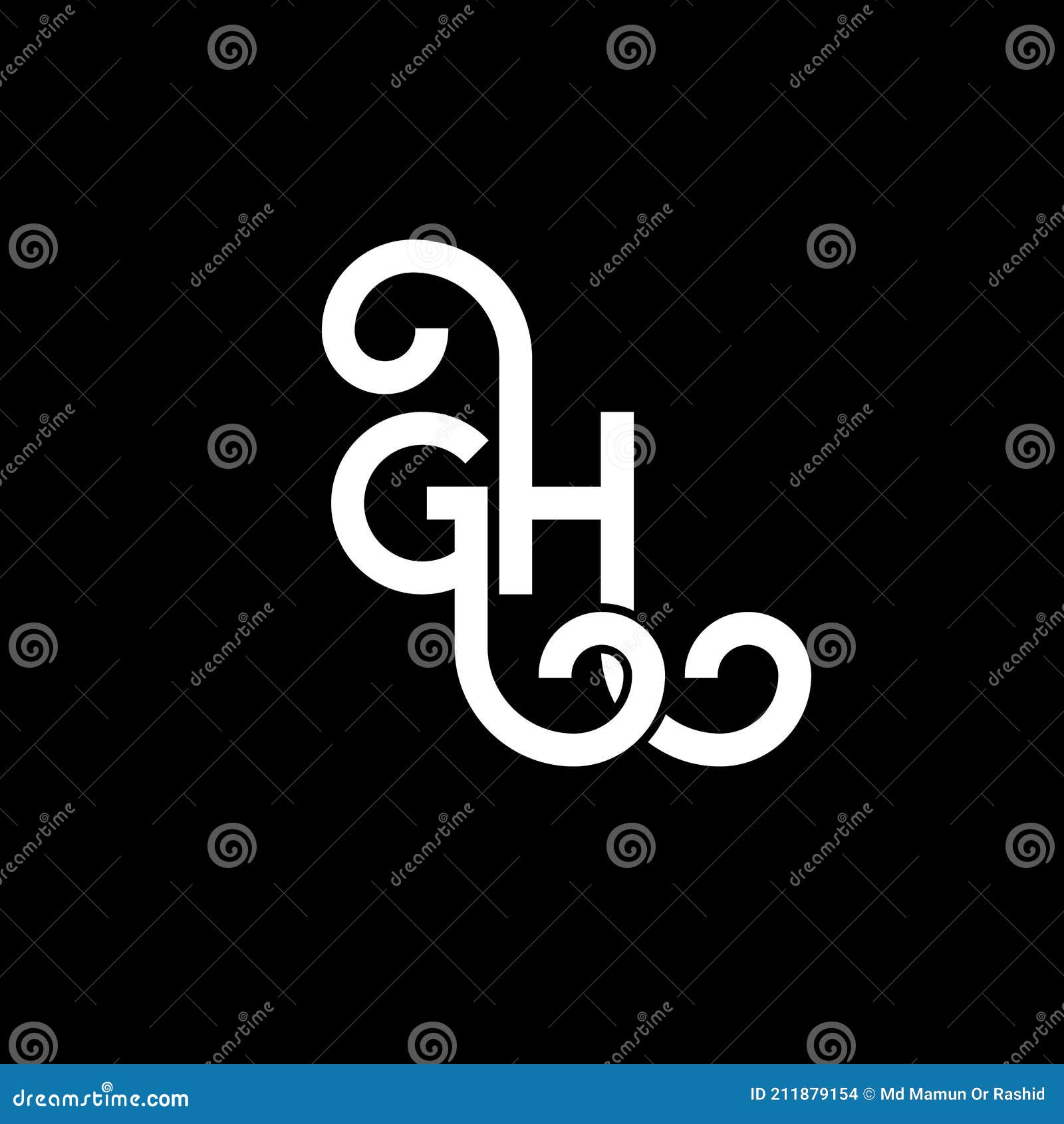 GH Letter Logo Design On Black Background. GH Creative Initials Letter ...