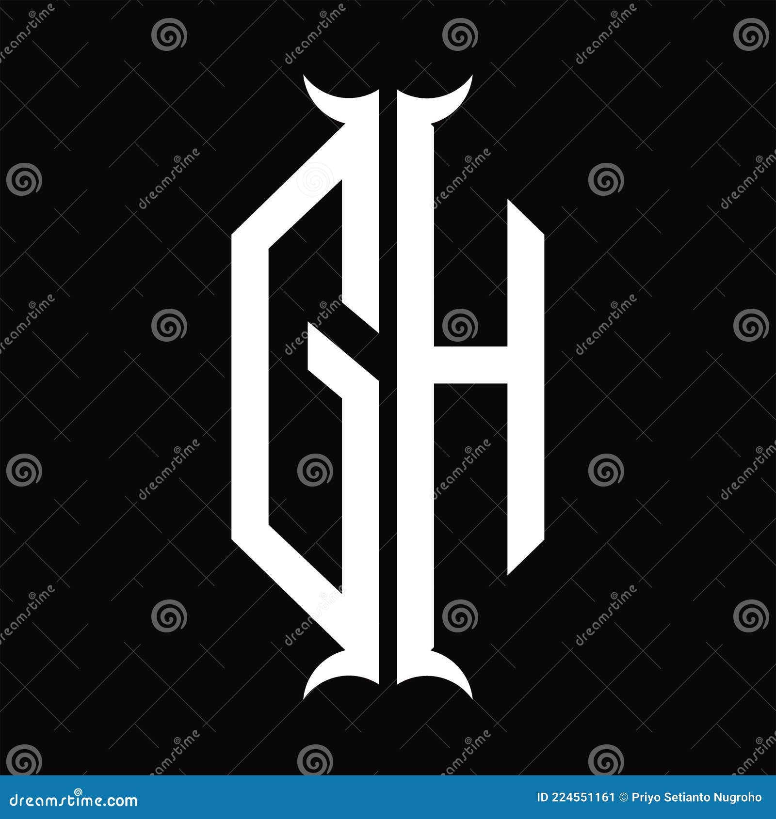 GH Logo Monogram with Horn Shape Design Template Stock Vector ...