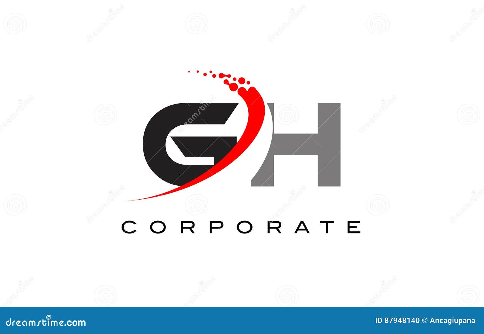 GH Modern Letter Logo Design with Swoosh Stock Illustration ...