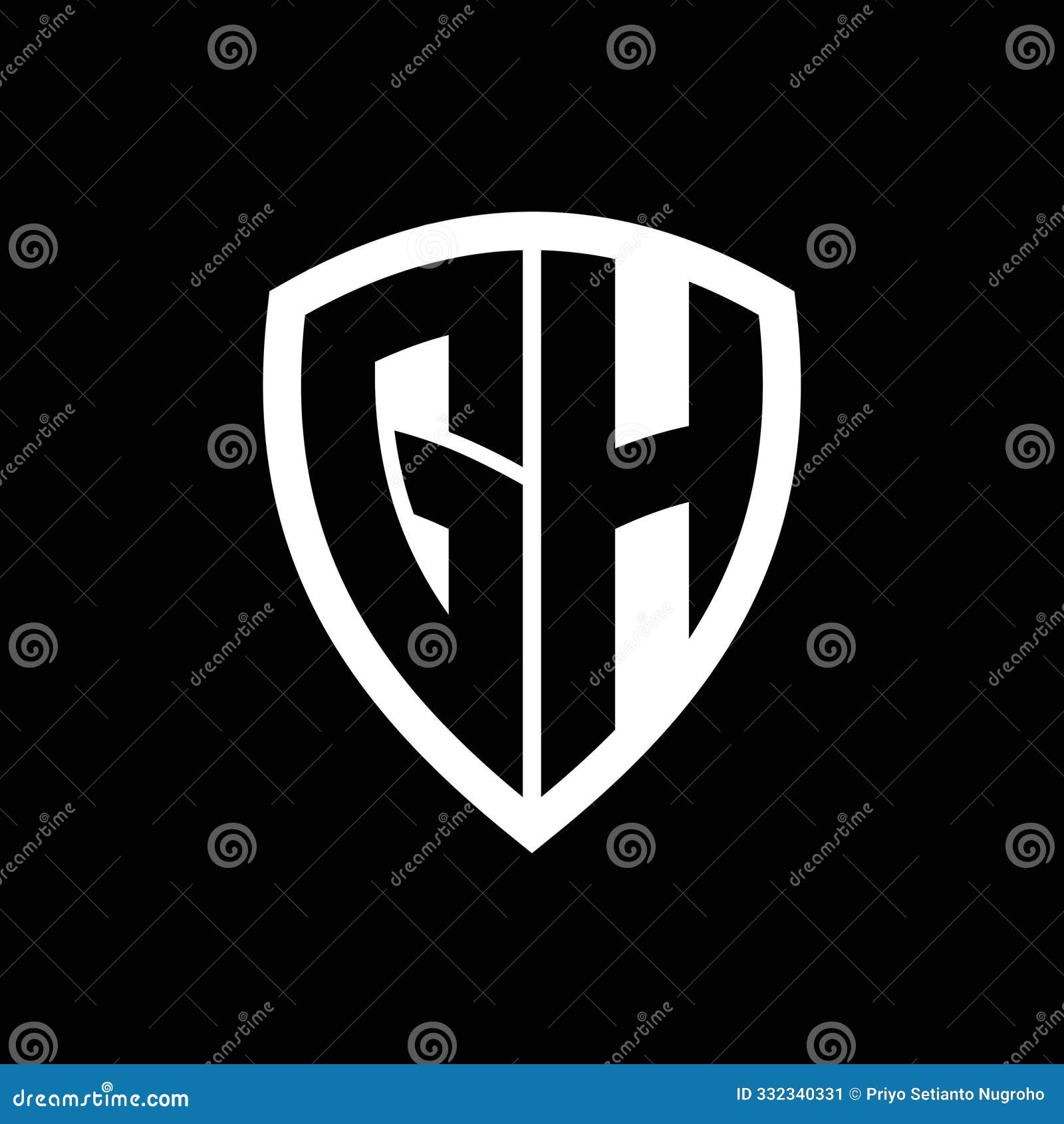 GH Monogram Logo with Bold Letters Shield Shape with Black and White ...
