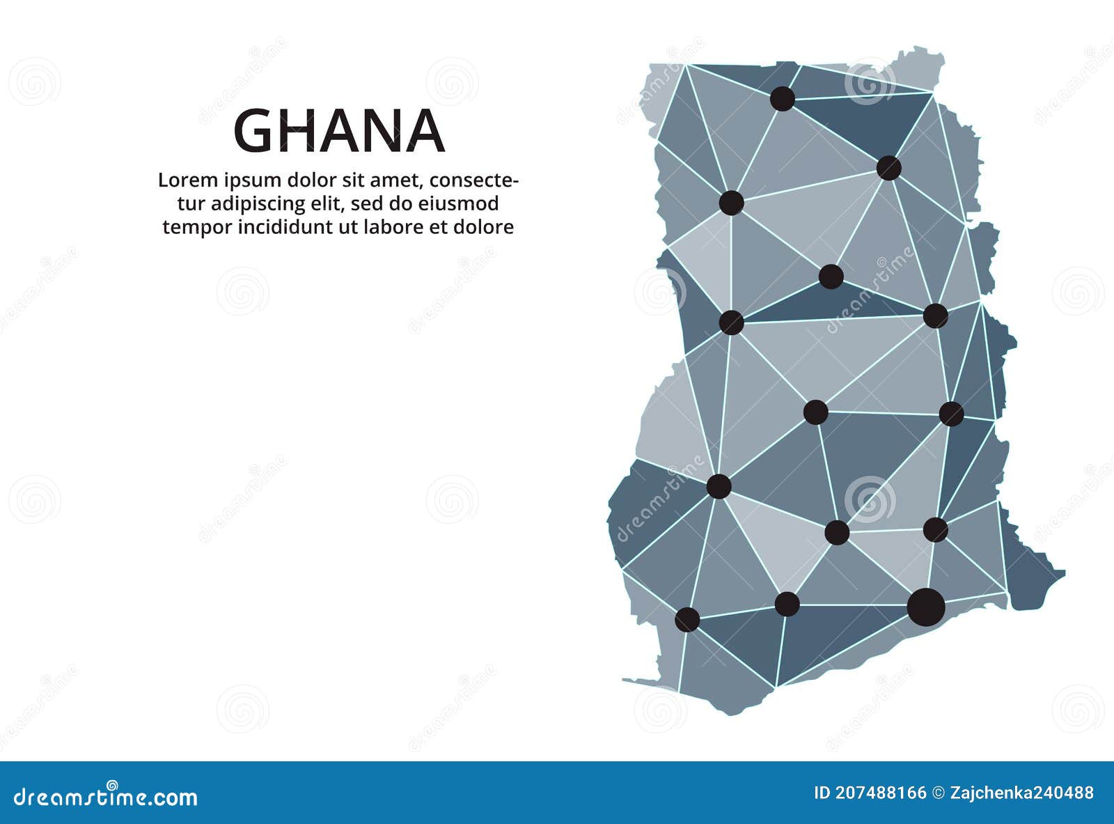Ghana Communication Network Map. Vector Image of a Low Poly Global Map ...