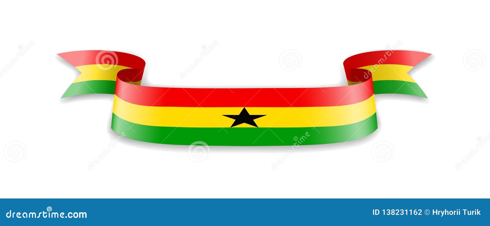 Ghana Flag in the Form of Wave Ribbon. Stock Vector - Illustration of ...
