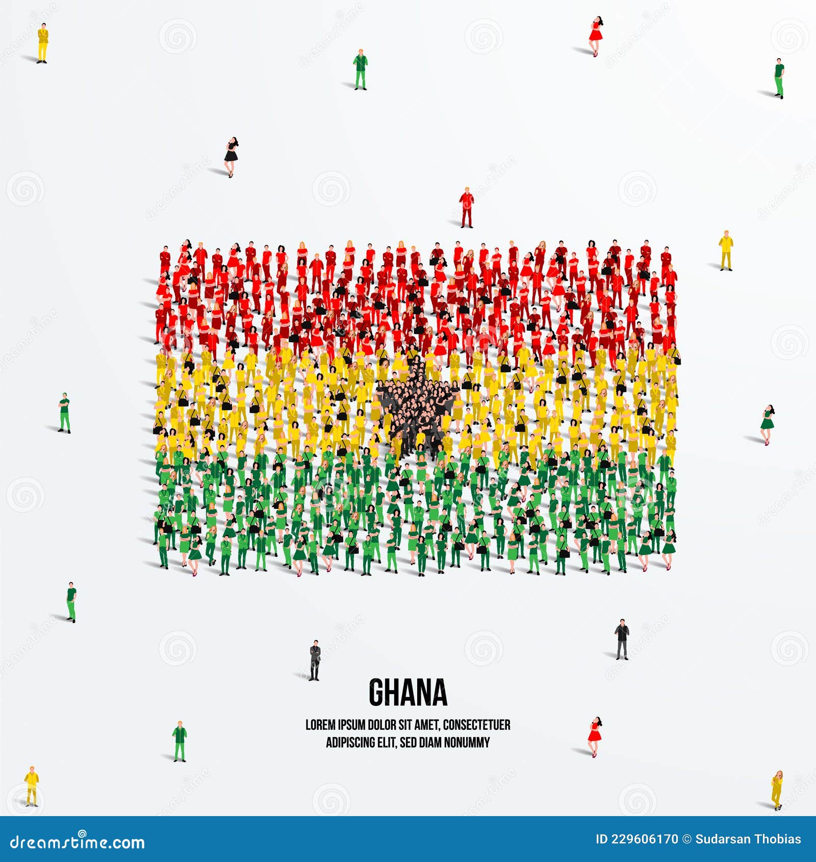 Ghana People Icon Map. Stylized Vector Silhouette Of Ghana. Population ...