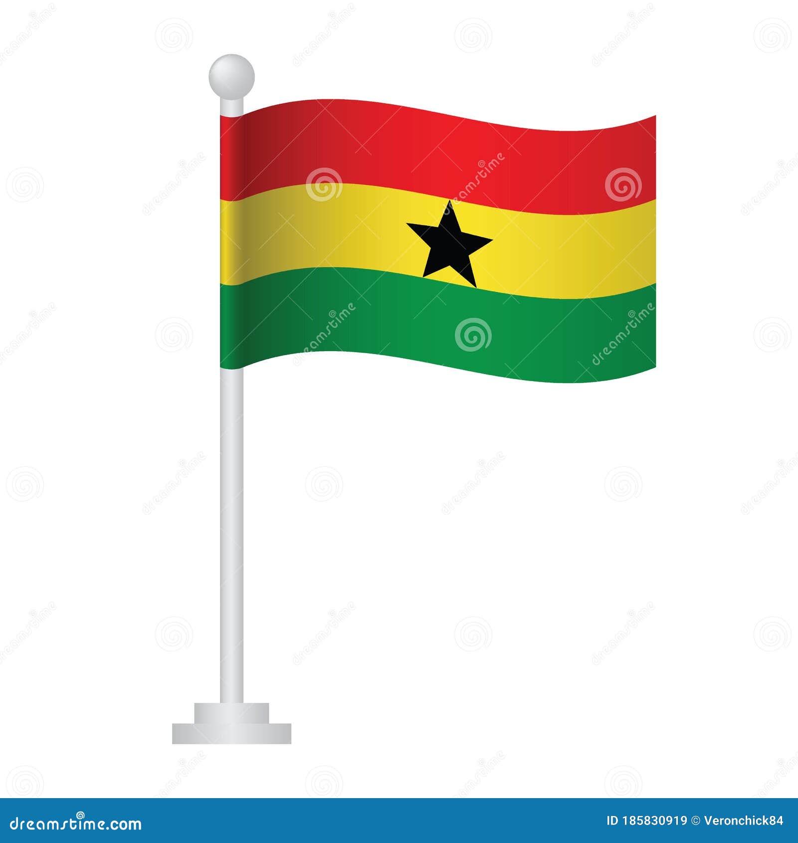 Ghana Flag. National Flag of Ghana on Pole Vector Stock Vector ...