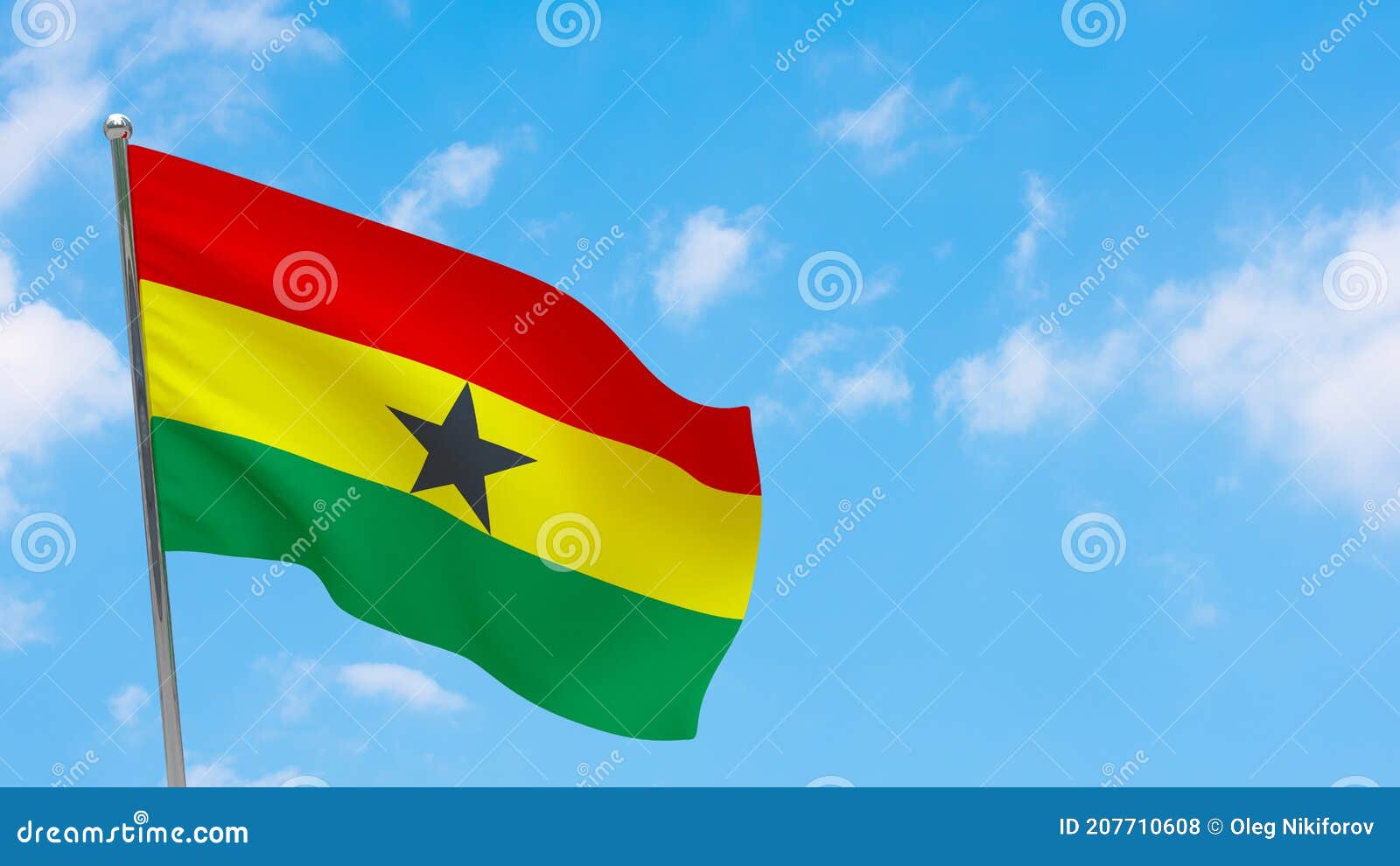 Ghana flag on pole stock photo. Image of sign, ghanaian - 207710608