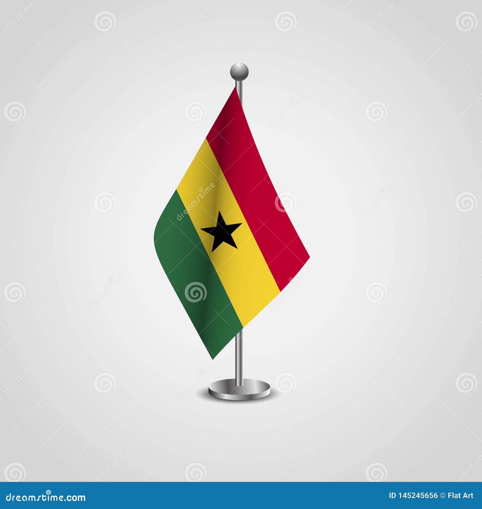 Ghana Flag Pole stock vector. Illustration of white - 145245656