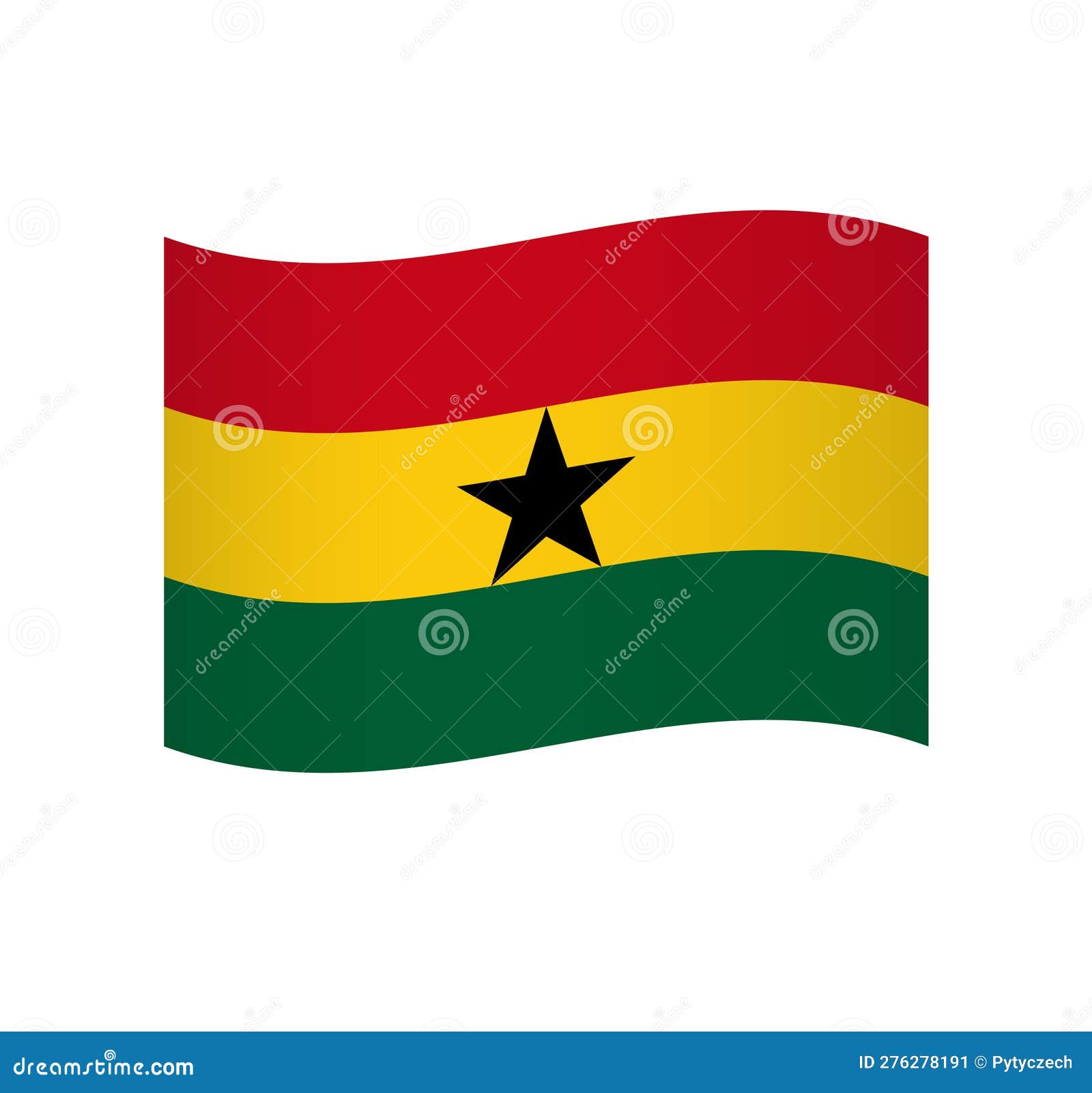 Wavy vector flag of Ghana stock illustration. Illustration of ensign ...