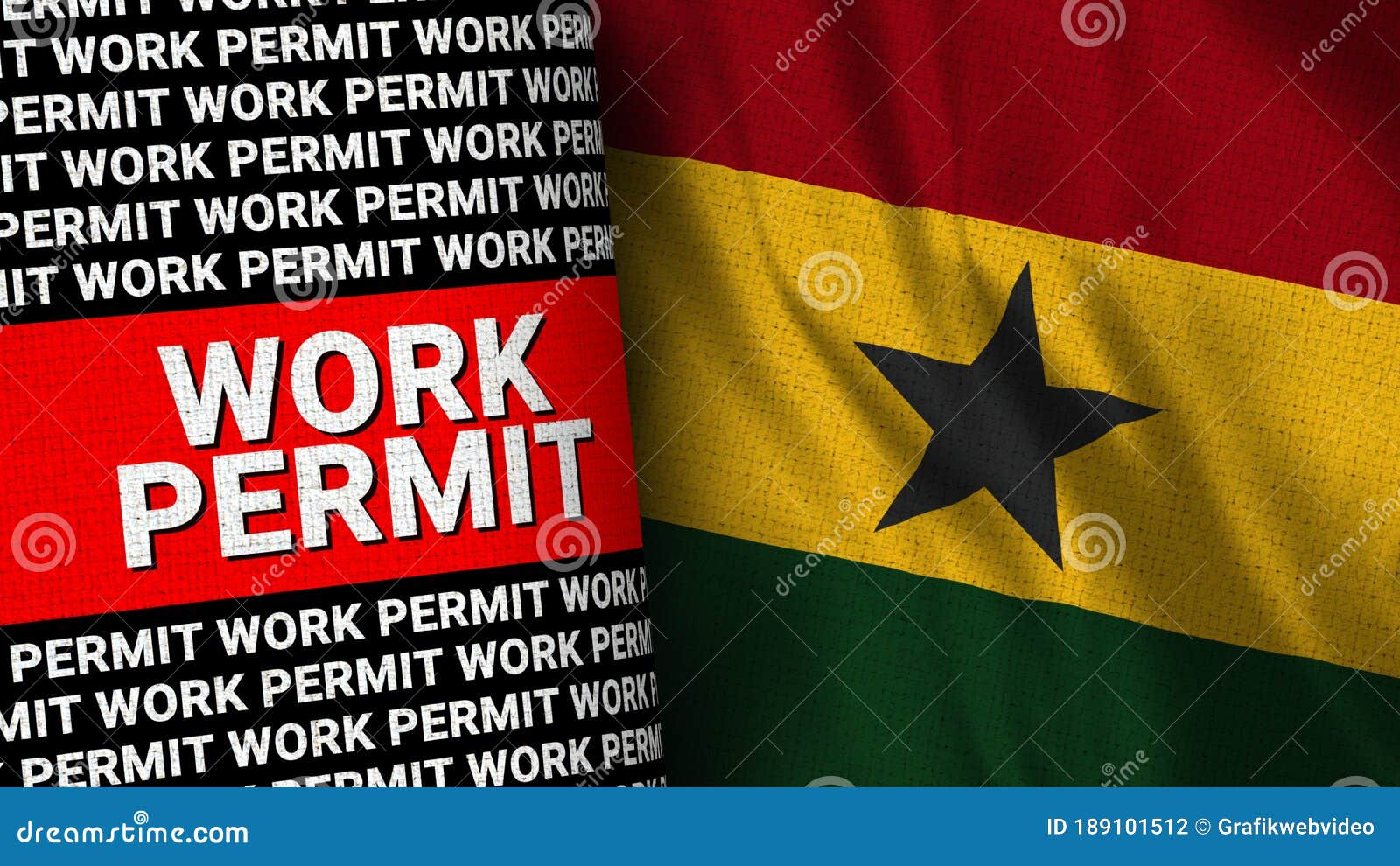 Ghana Flag with Work Permit Title Stock Illustration - Illustration of ...