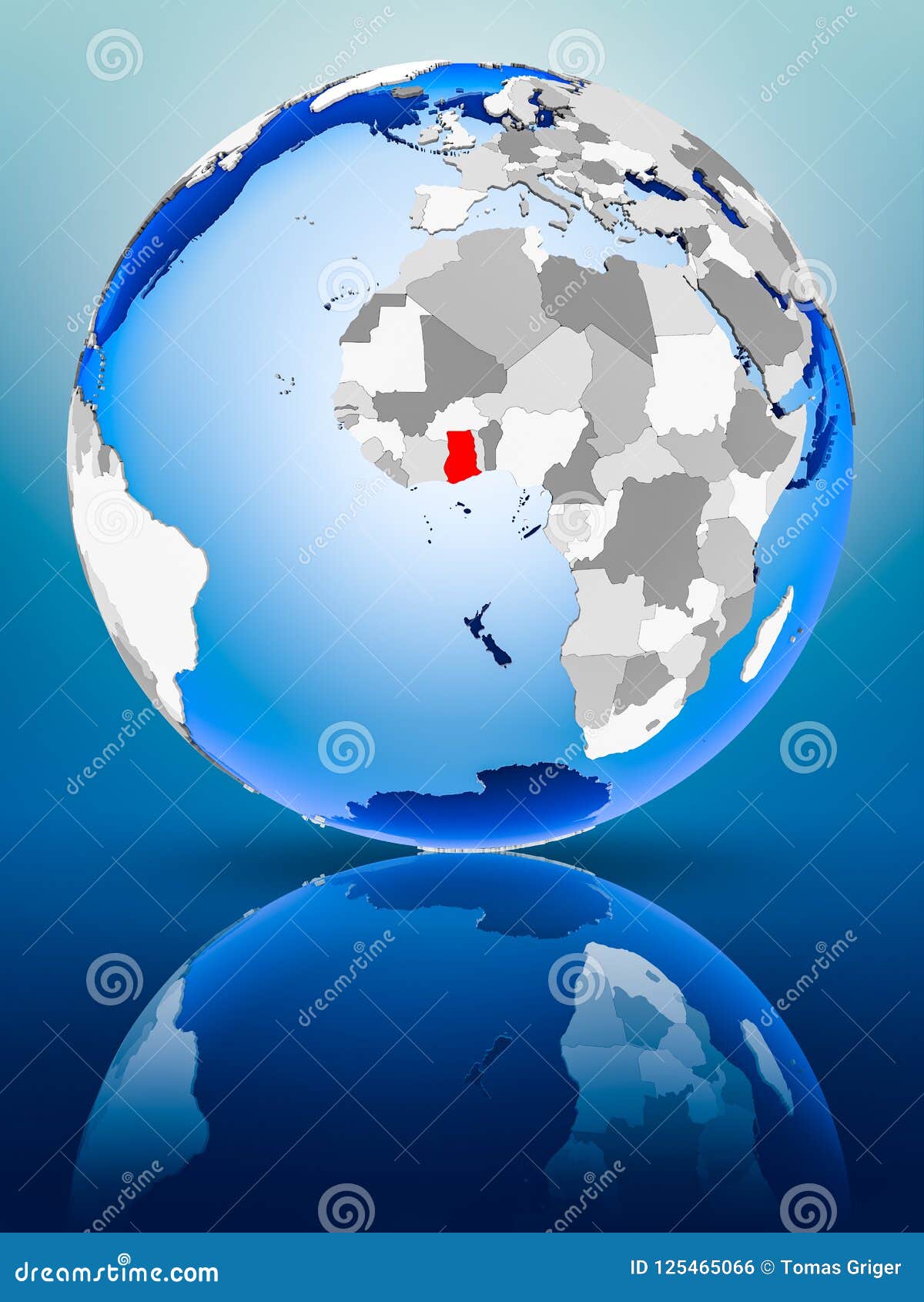 Ghana on globe stock illustration. Illustration of globe - 125465066