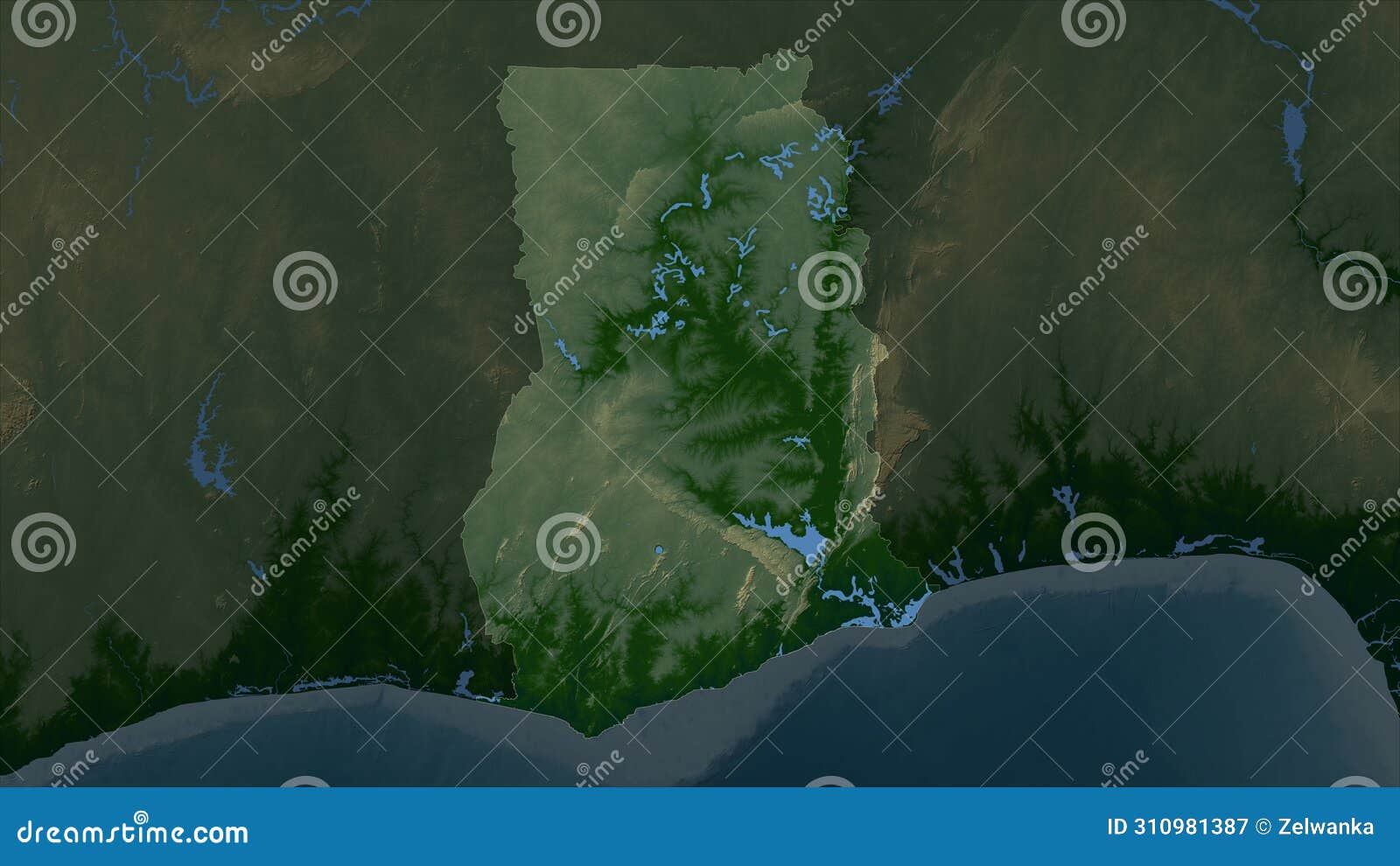 Ghana Map Highlighted In Ghana Flag Colors And Pin Of Country Capital ...