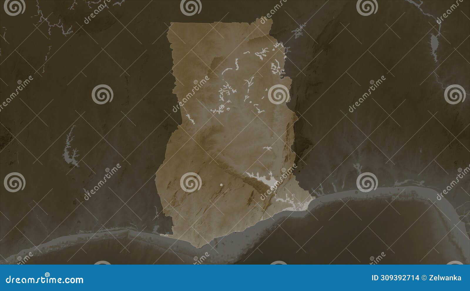 Ghana Map Highlighted In Ghana Flag Colors And Pin Of Country Capital ...