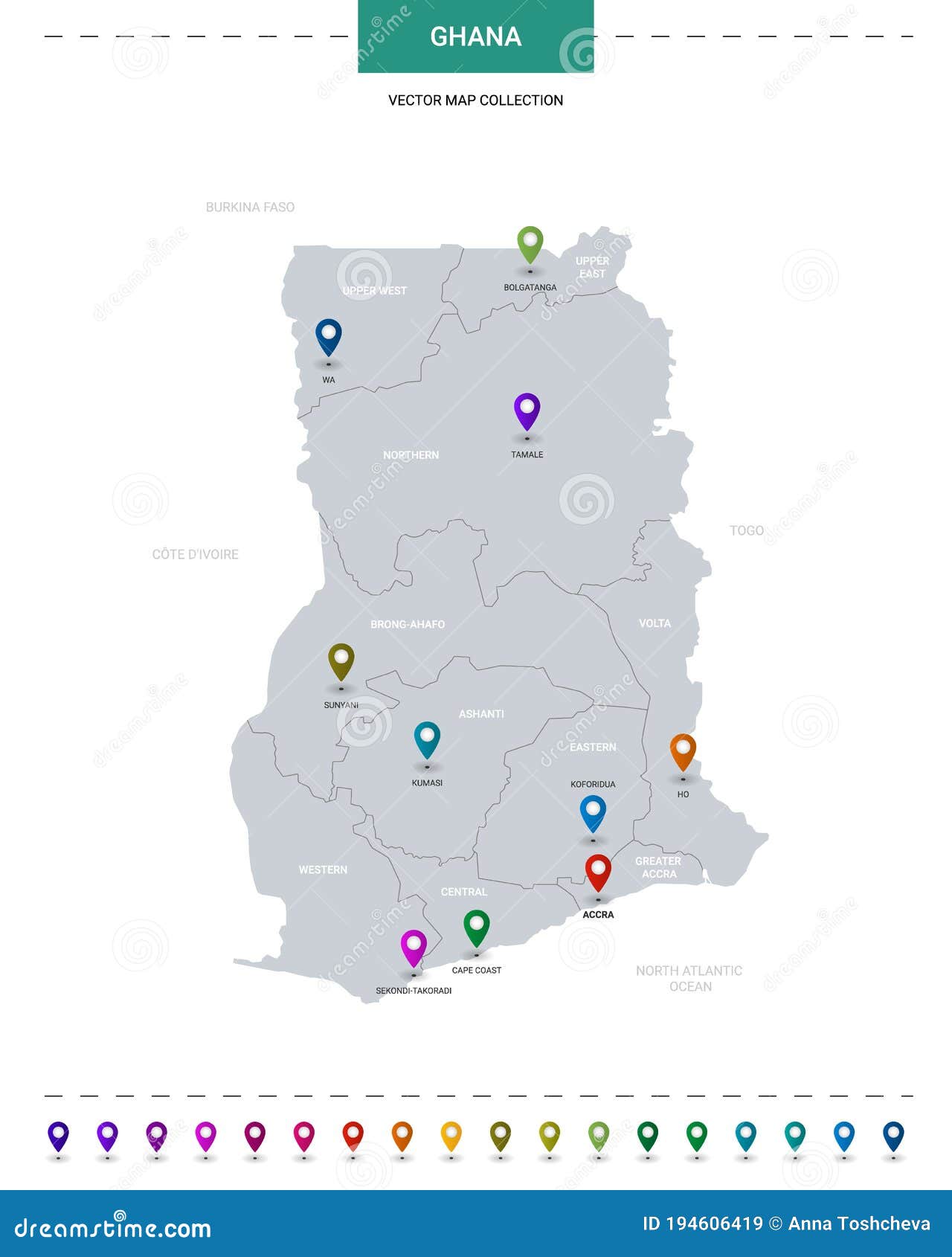 Ghana Location Pin Map Navigation Label Symbol Cartoon Vector ...