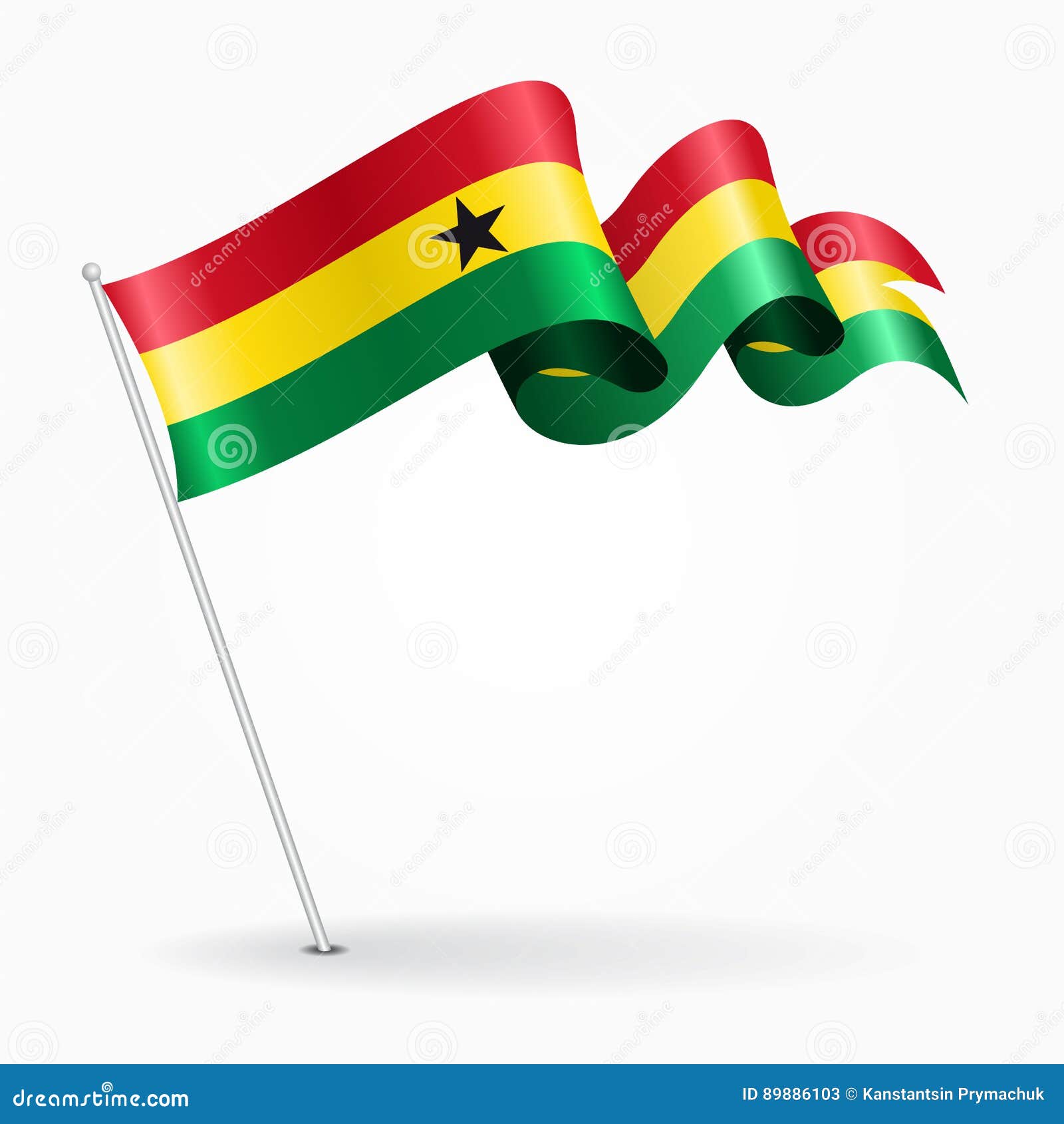 Ghana Pin Wavy Flag. Vector Illustration. Stock Vector - Illustration ...