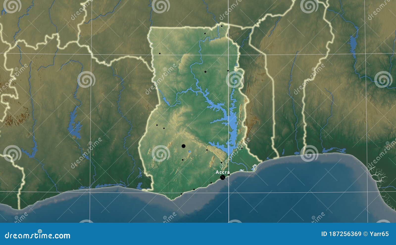 Ghana - Relief. Composition, Borders Stock Illustration - Illustration ...