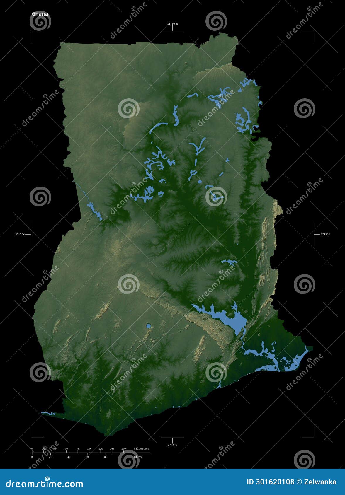 Ghana Shape on Black. Physical Stock Illustration - Illustration of ...