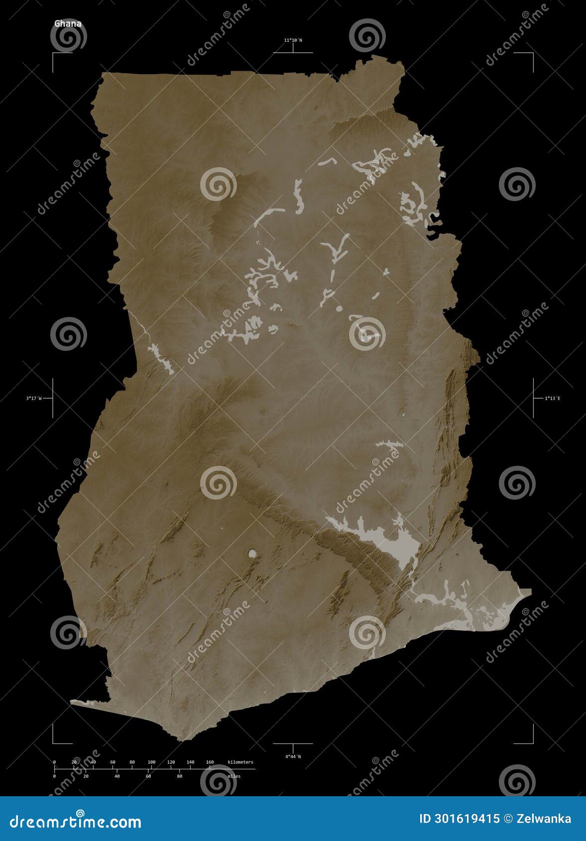 Map Of Ghana With Black Contour Lines Vector Illustration ...