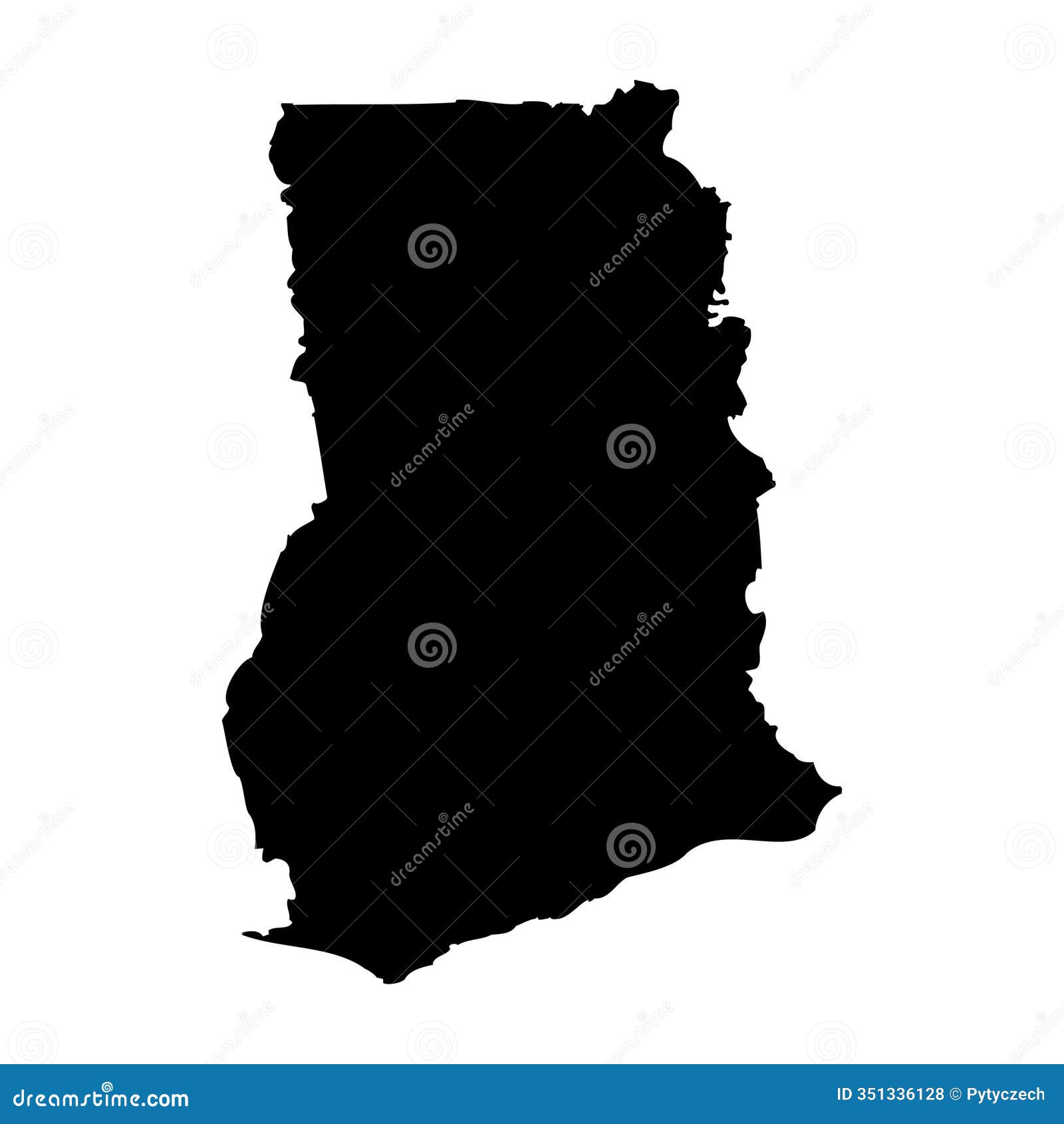 Ghana Map - High Detailed Black Map With Counties/regions/states Of ...