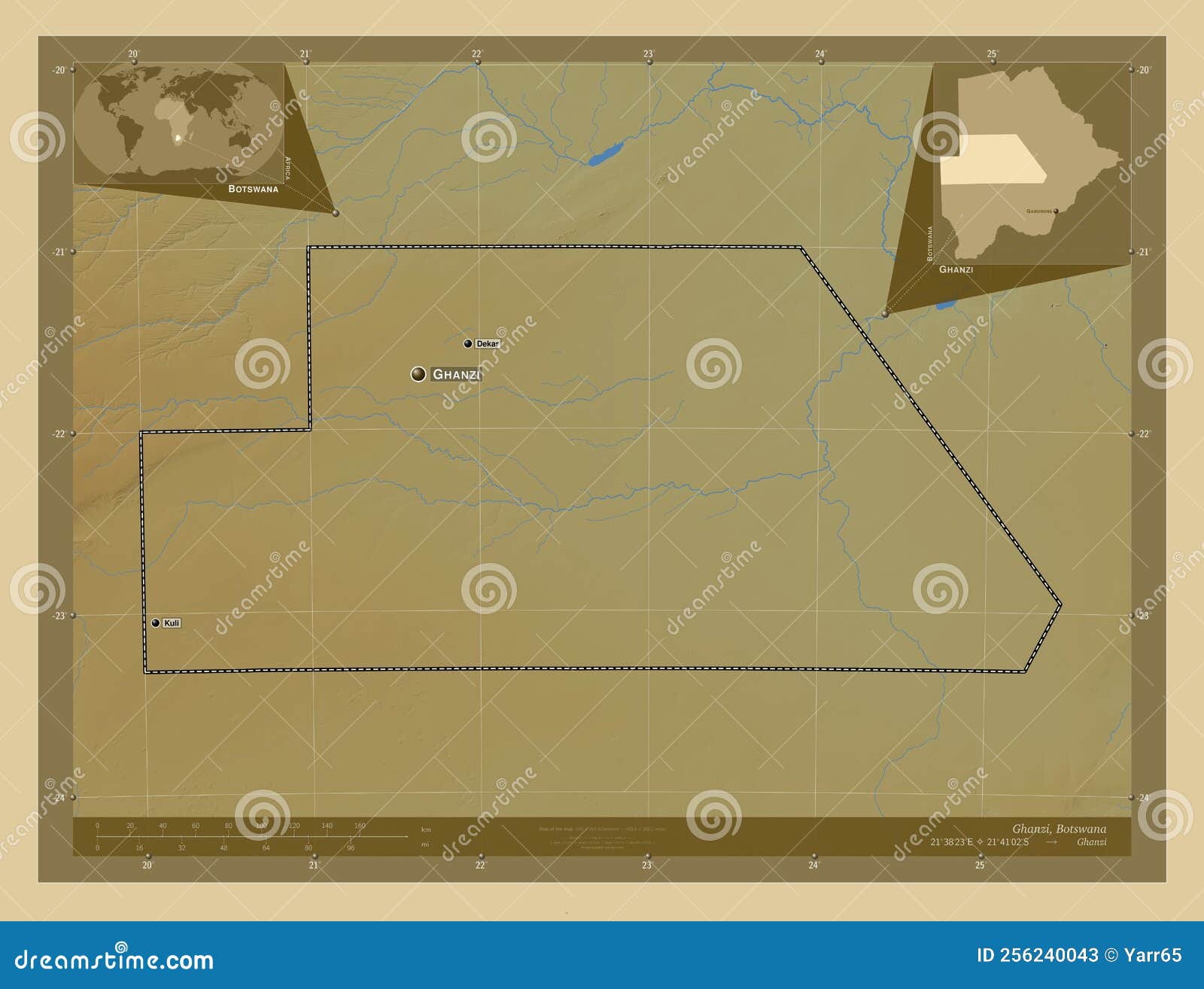 Ghanzi, Botswana. Physical. Labelled Points of Cities Stock ...