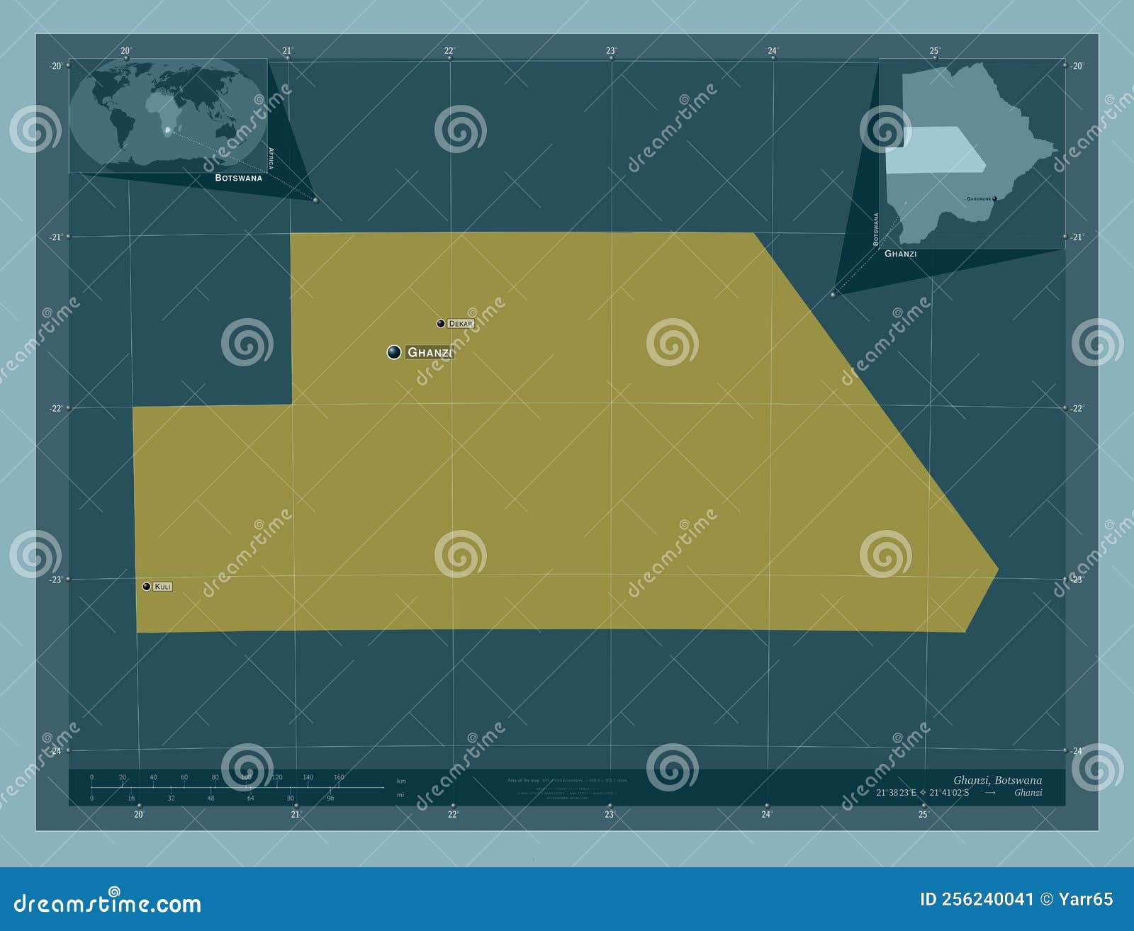 Ghanzi, Botswana. Solid. Labelled Points of Cities Stock Image - Image ...