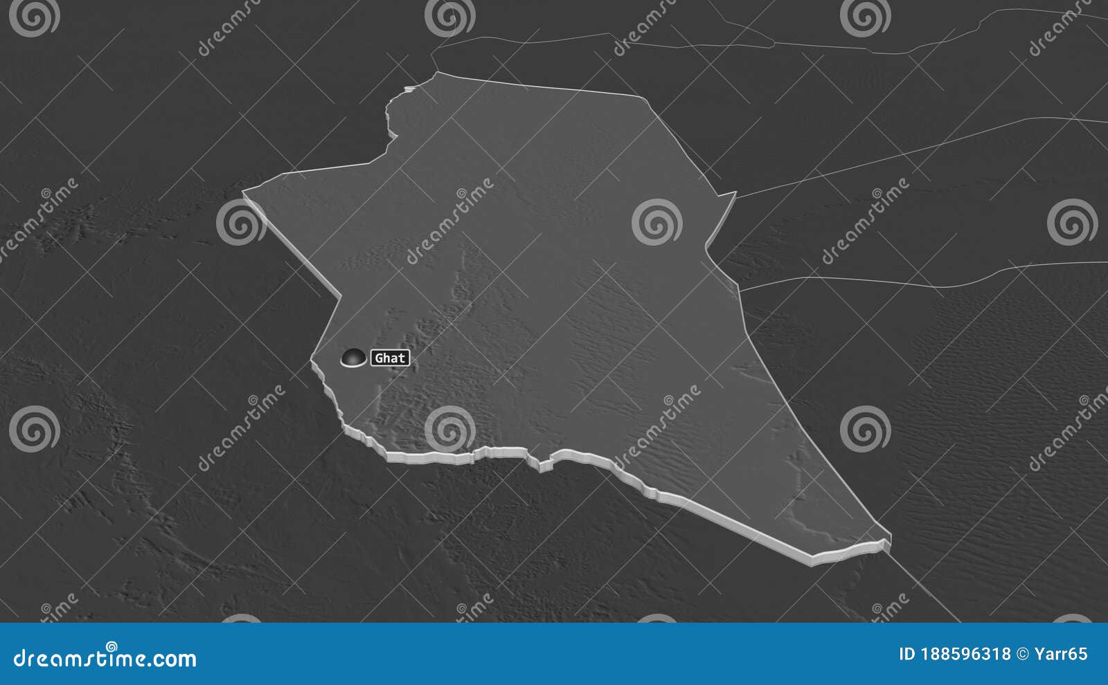 Ghat, Libya - Extruded with Capital. Bilevel Stock Illustration ...