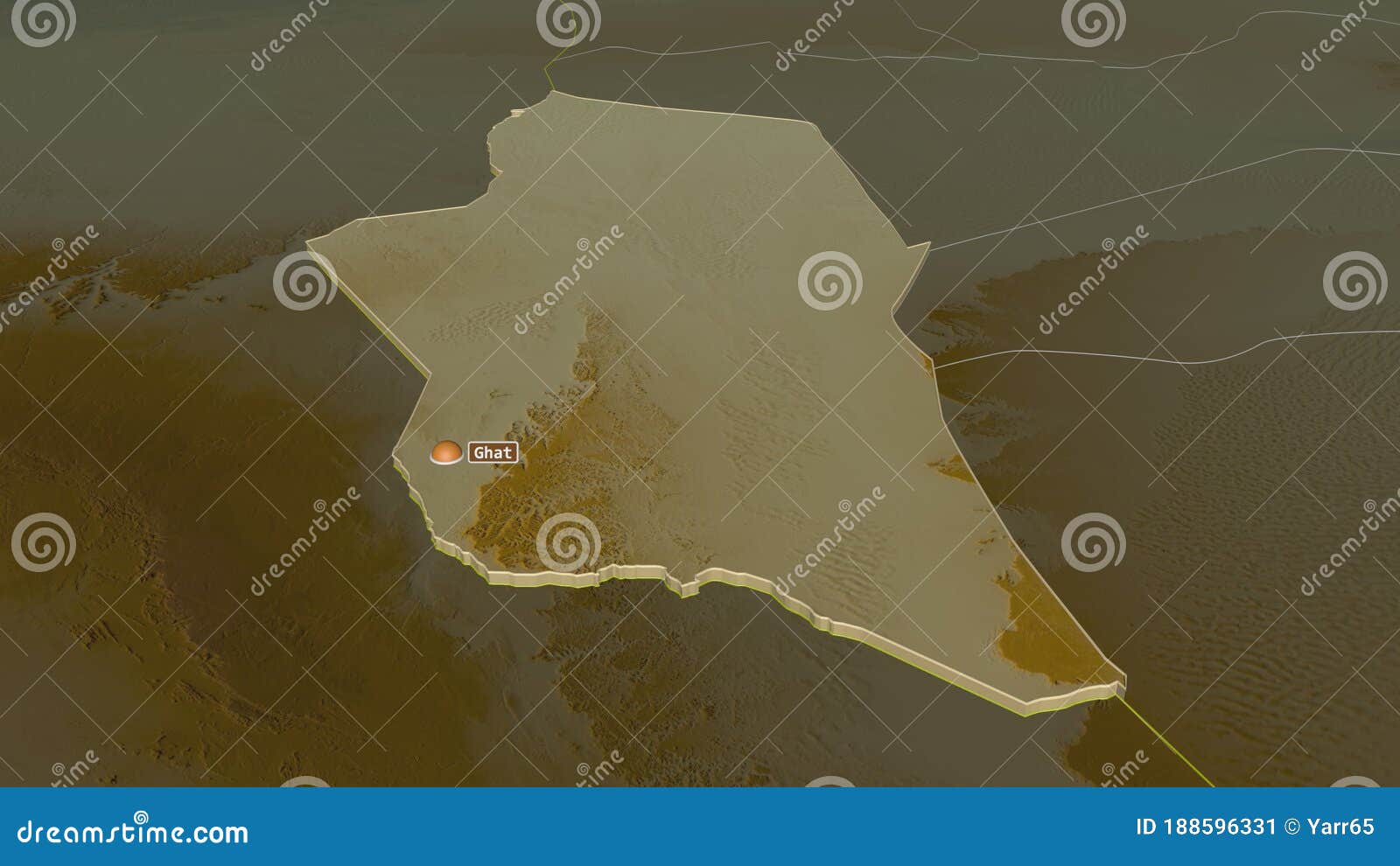 Ghat, Libya - Extruded with Capital. Relief Stock Illustration ...