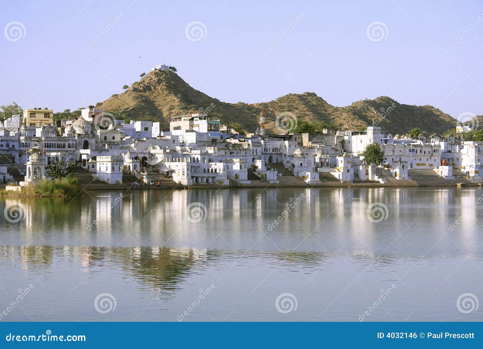 Ghats on Pushkar Lake, Rajasthan Stock Photo - Image of banks, city ...
