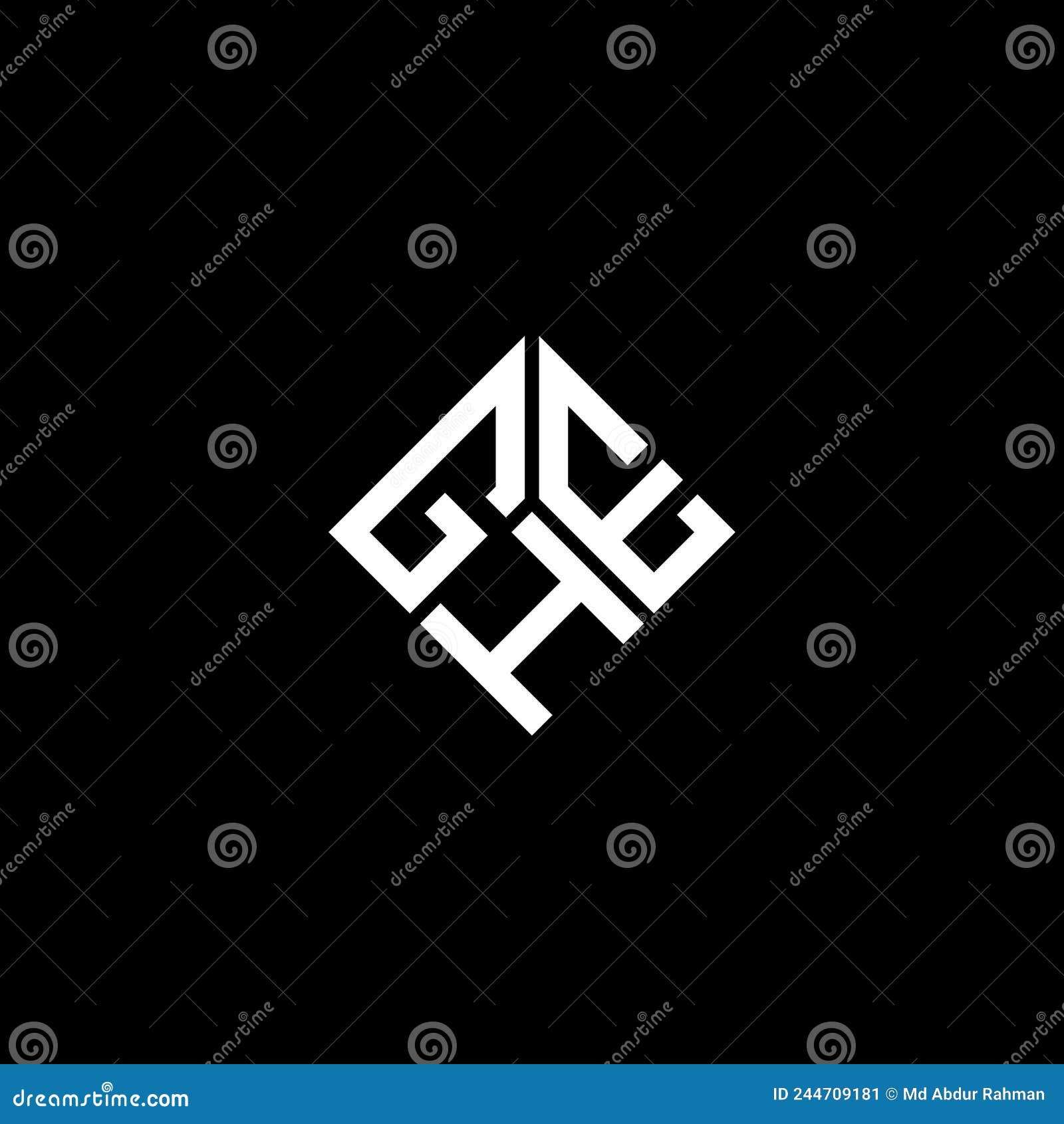 GHE Letter Logo Design on Black Background. GHE Creative Initials ...