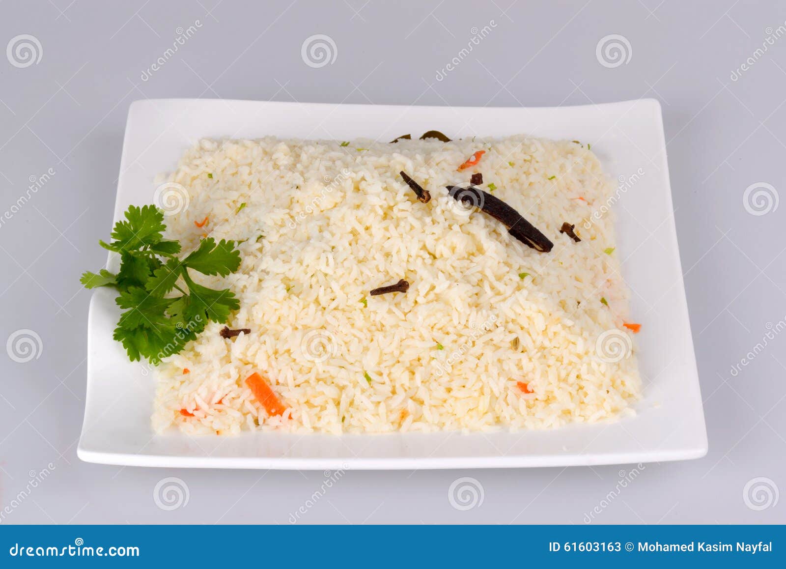 Ghee rice on white plate stock image. Image of coriander - 61603163