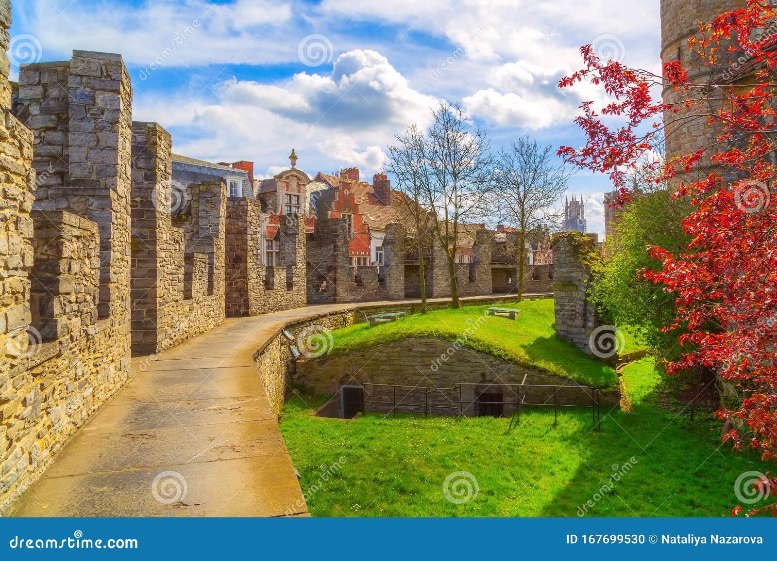 Gravensteen Castle Inside View in Ghent, Belgium Stock Photo - Image of ...