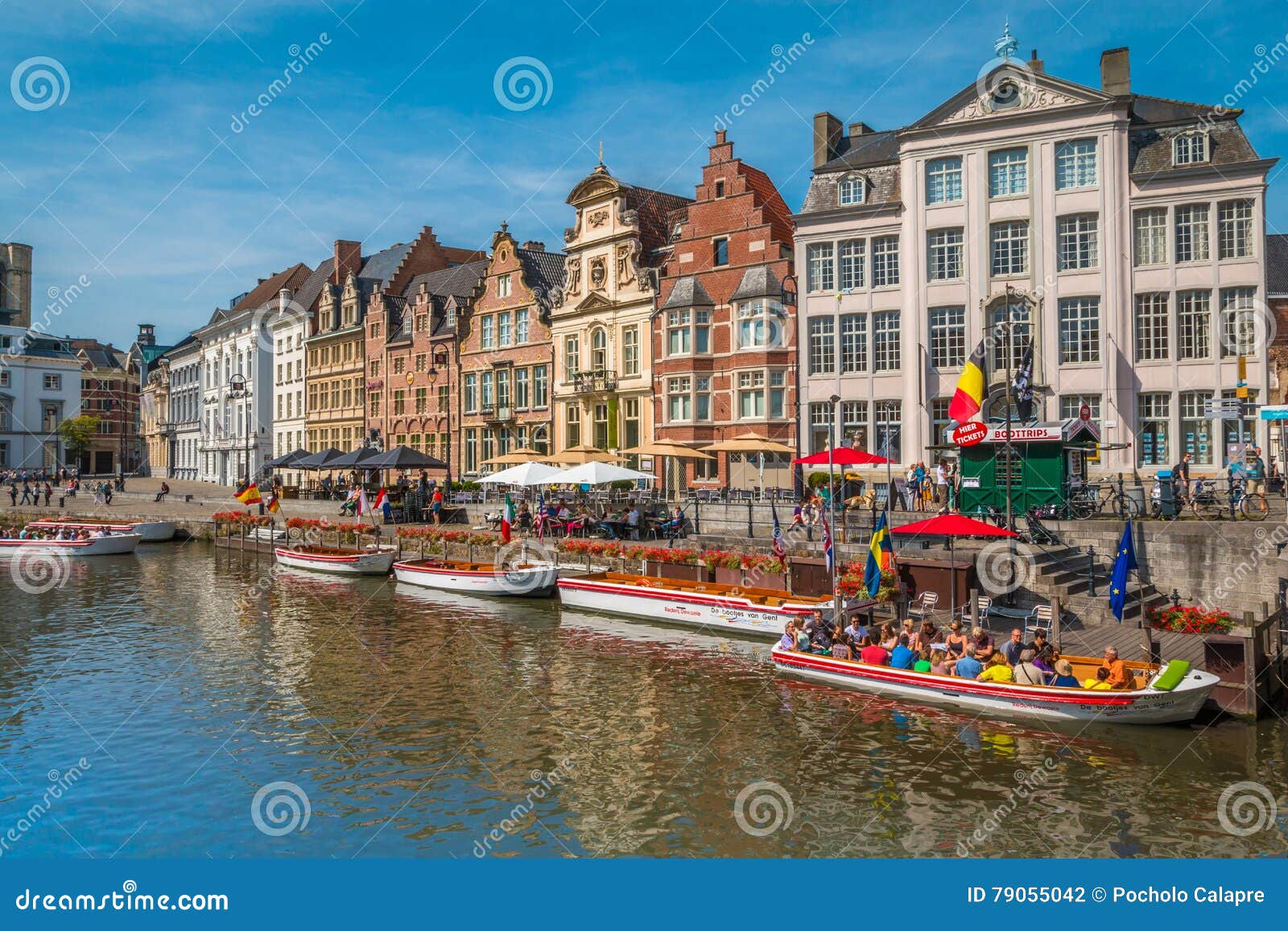 Ghent Canals in Belgium editorial photography. Image of buildings ...