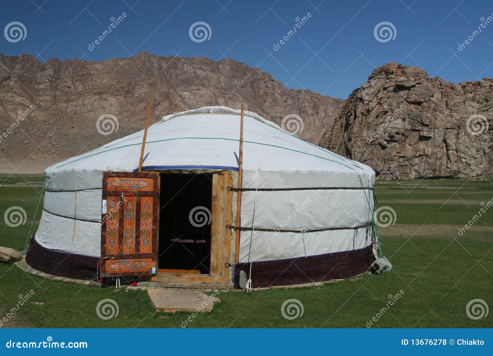 Gher stock photo. Image of nomadic, door, grass, yurt - 13676278