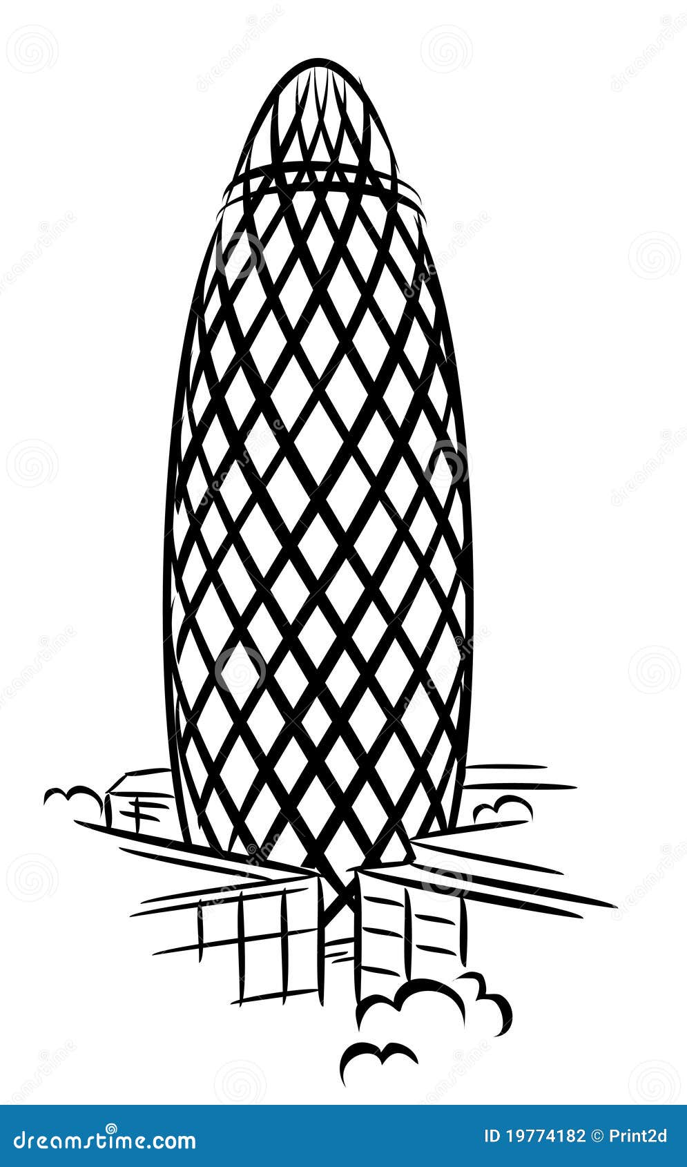 Gherkin skyscraper stock vector. Illustration of british - 19774182