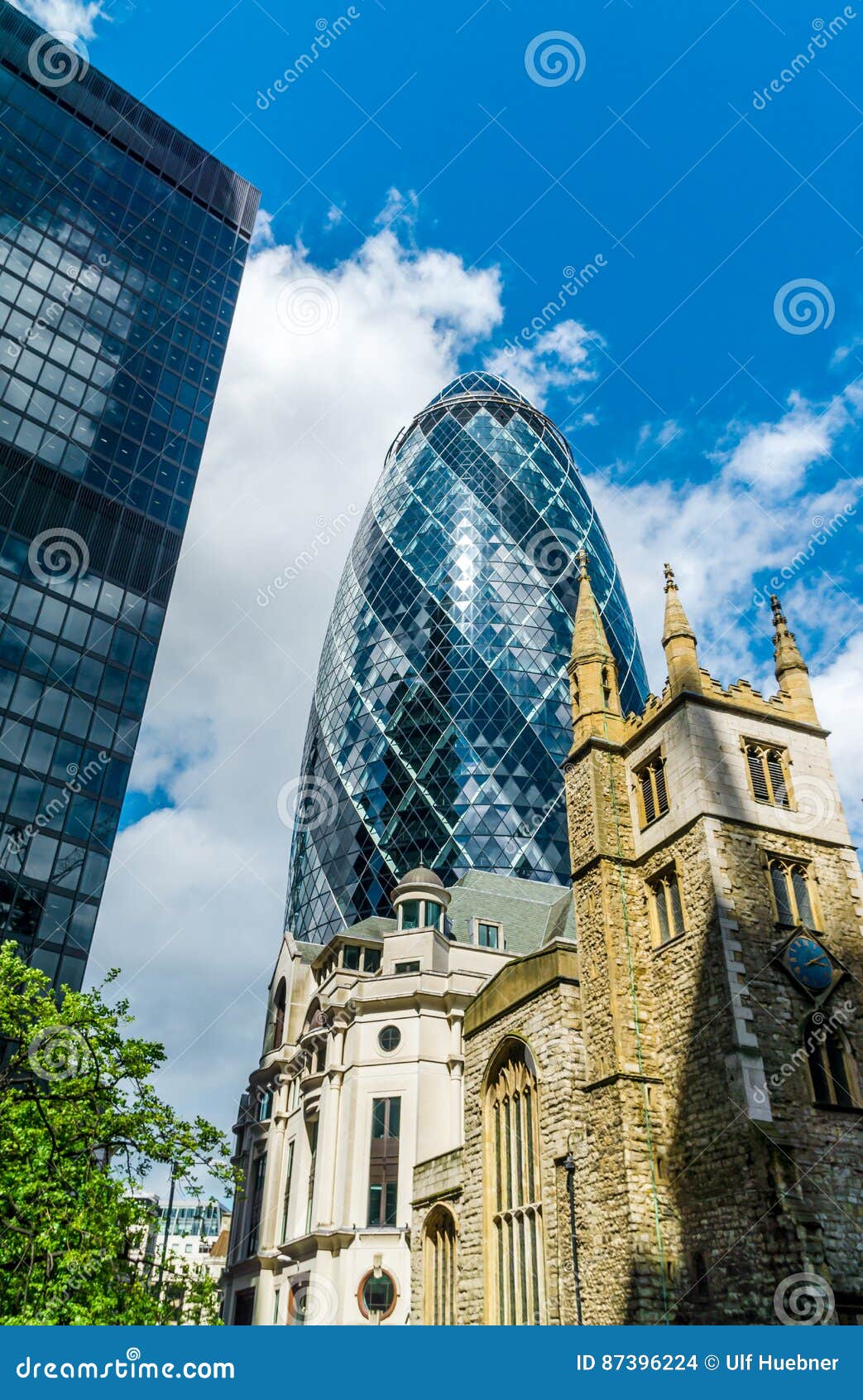 Gherkin Tower and St. Andrew Undershaft Editorial Stock Image - Image ...
