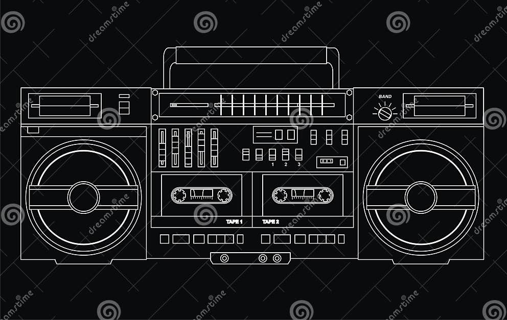 Ghetto blaster stock vector. Illustration of retro, audio - 20768548