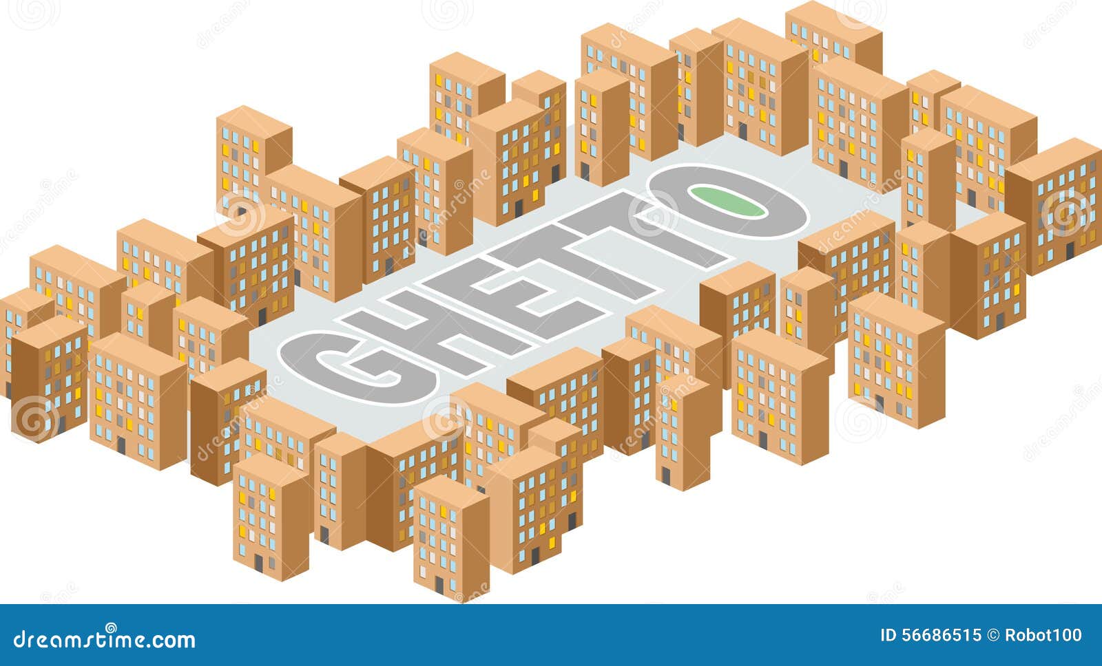 Ghetto District. Building in Form of Letters. Vector Illustration Stock ...