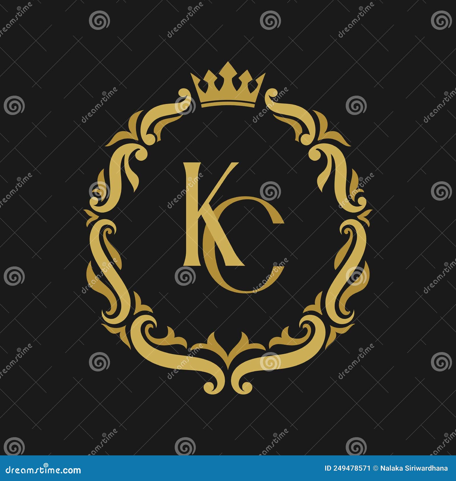 KC Letter Gold Floral Vintage Logo Template. Stock Vector ...