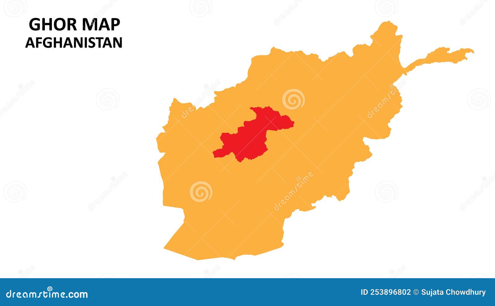 Ghor State and Regions Map Highlighted on Afghanistan Map Stock Vector ...